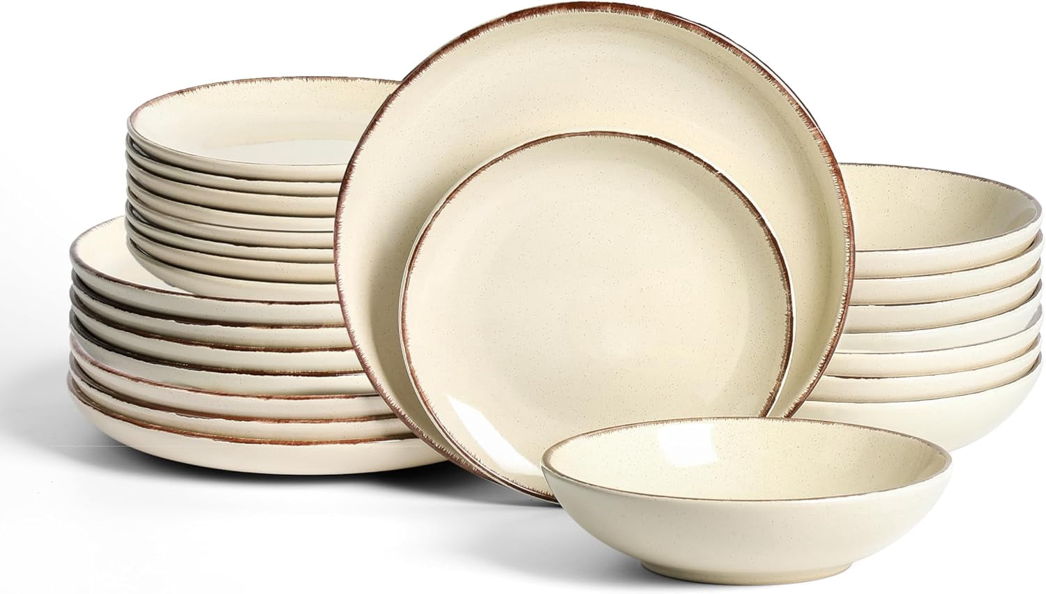 Heath 24-Piece Dinnerware Set, Earth and Clay Stoneware, Plates and ...