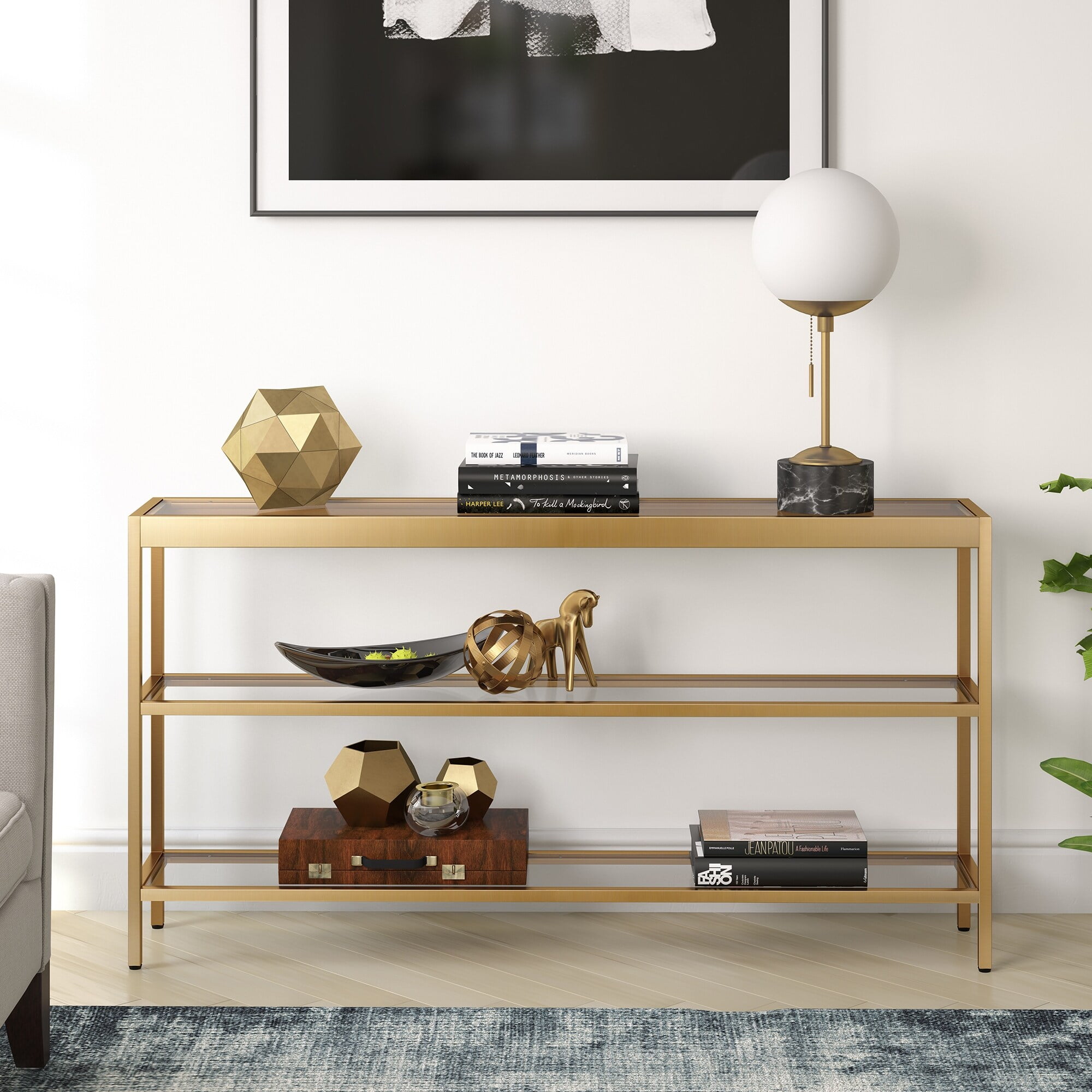 Heath & Cliff Contemporary Brass Console Table for Entryway - Walmart.com