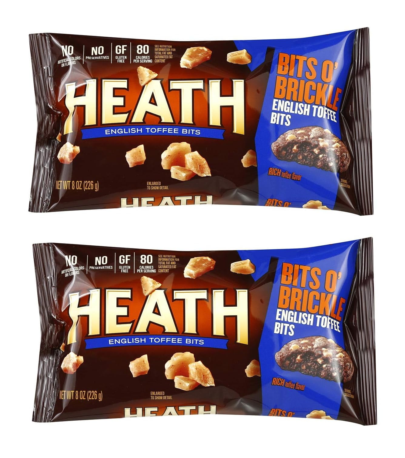 Heath English Toffee Bits STF9 - 8 oz - Bits O' Brickle - Pack of 2-16 Total oz of Bits - Plenty ...