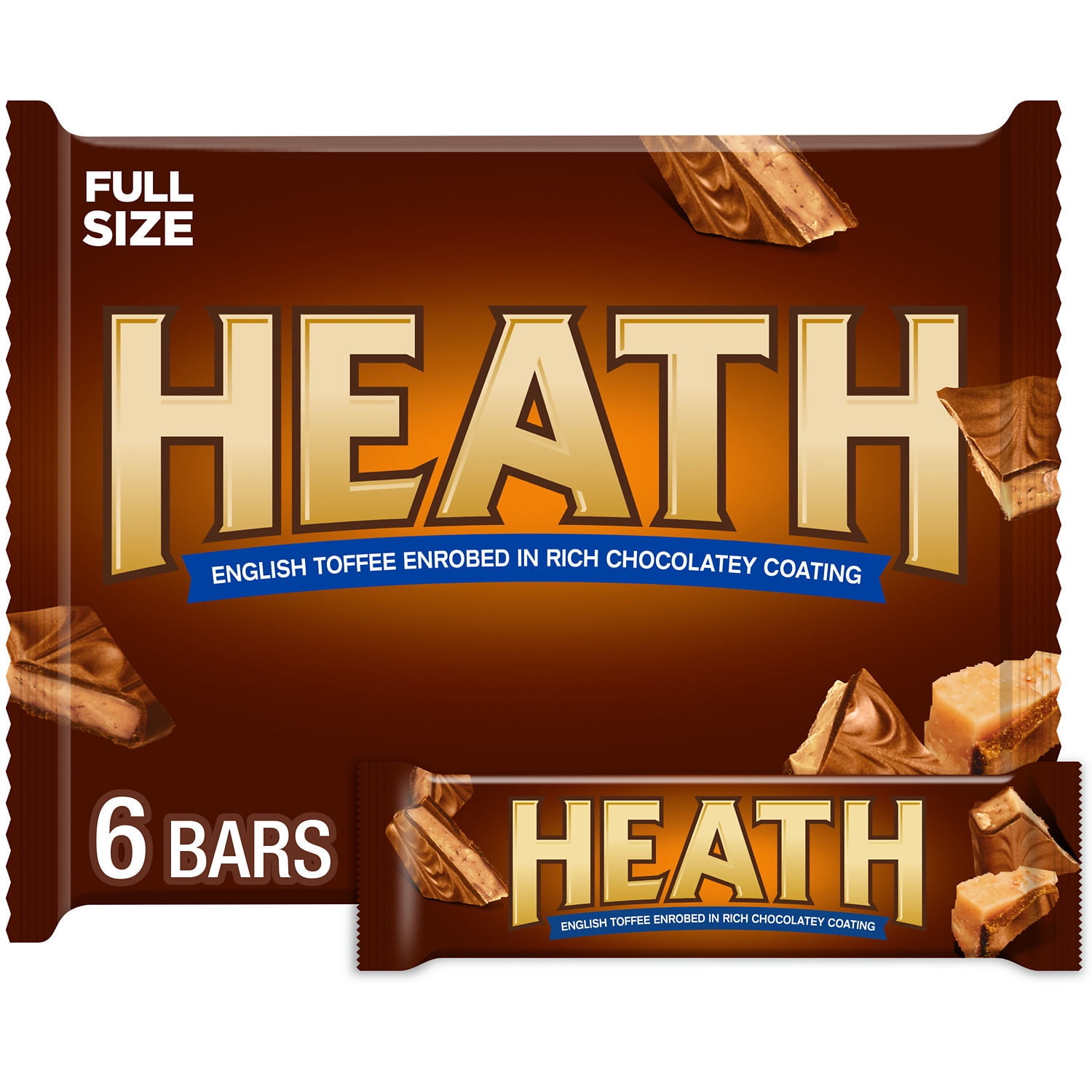 Heath Chocolatey English Toffee Candy, Bars 1.4 oz, 6 Count - Walmart.com