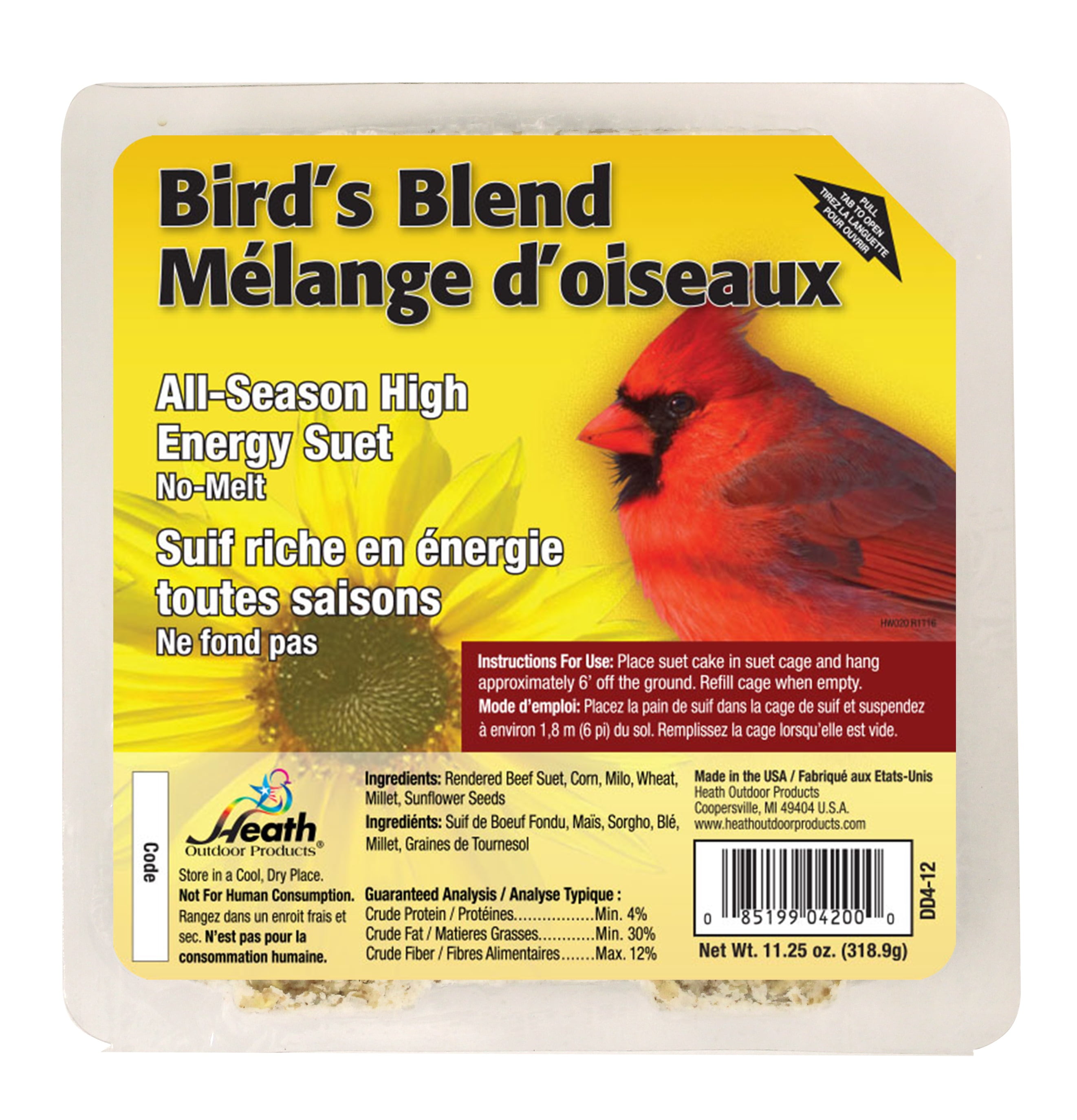 Heath Outdoor Products Wild Bird Suet Cake Bird Food Songbird's Blend ...