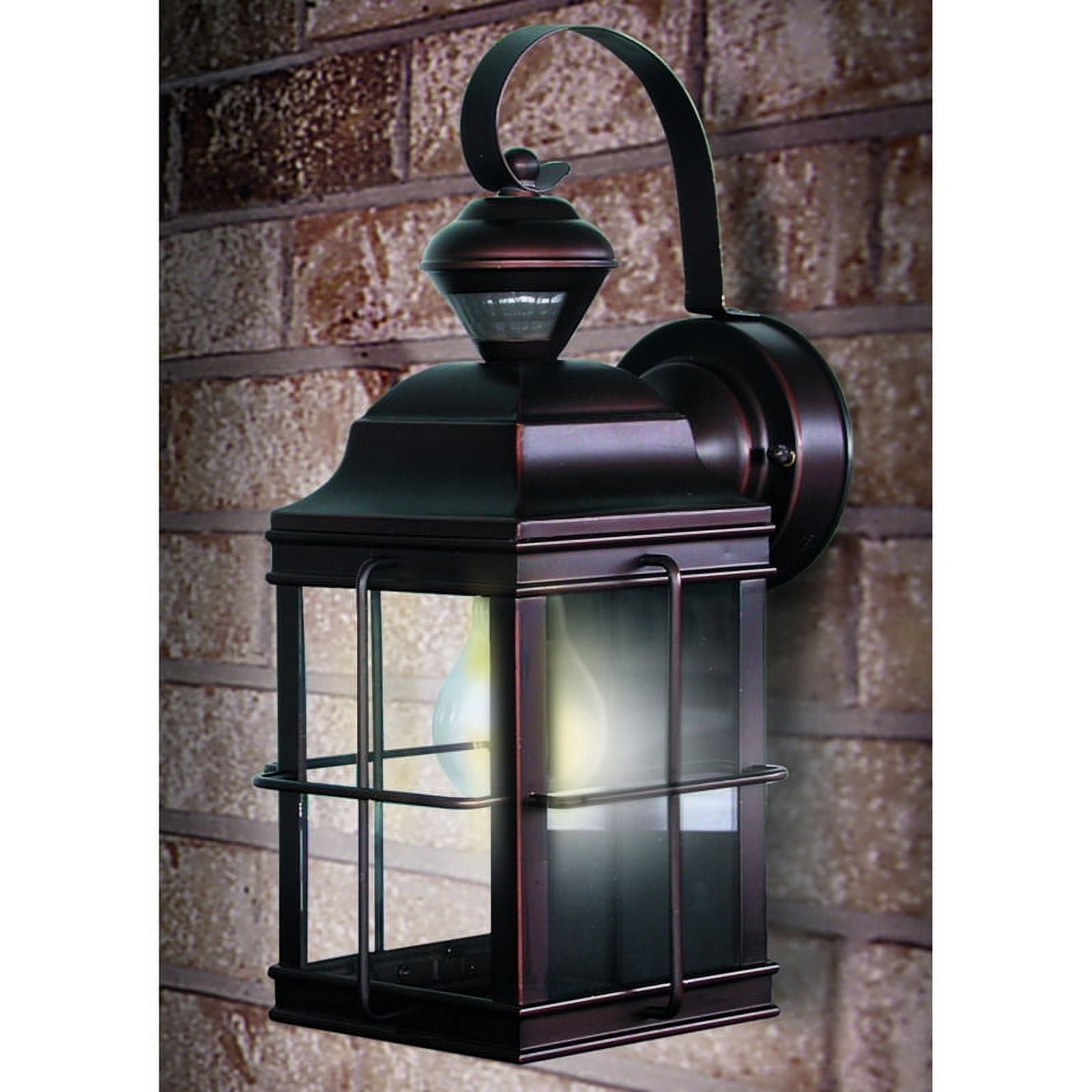 Heath Zenith Motion-Sensing Hardwired LED Bronze Coach Light - Walmart.com