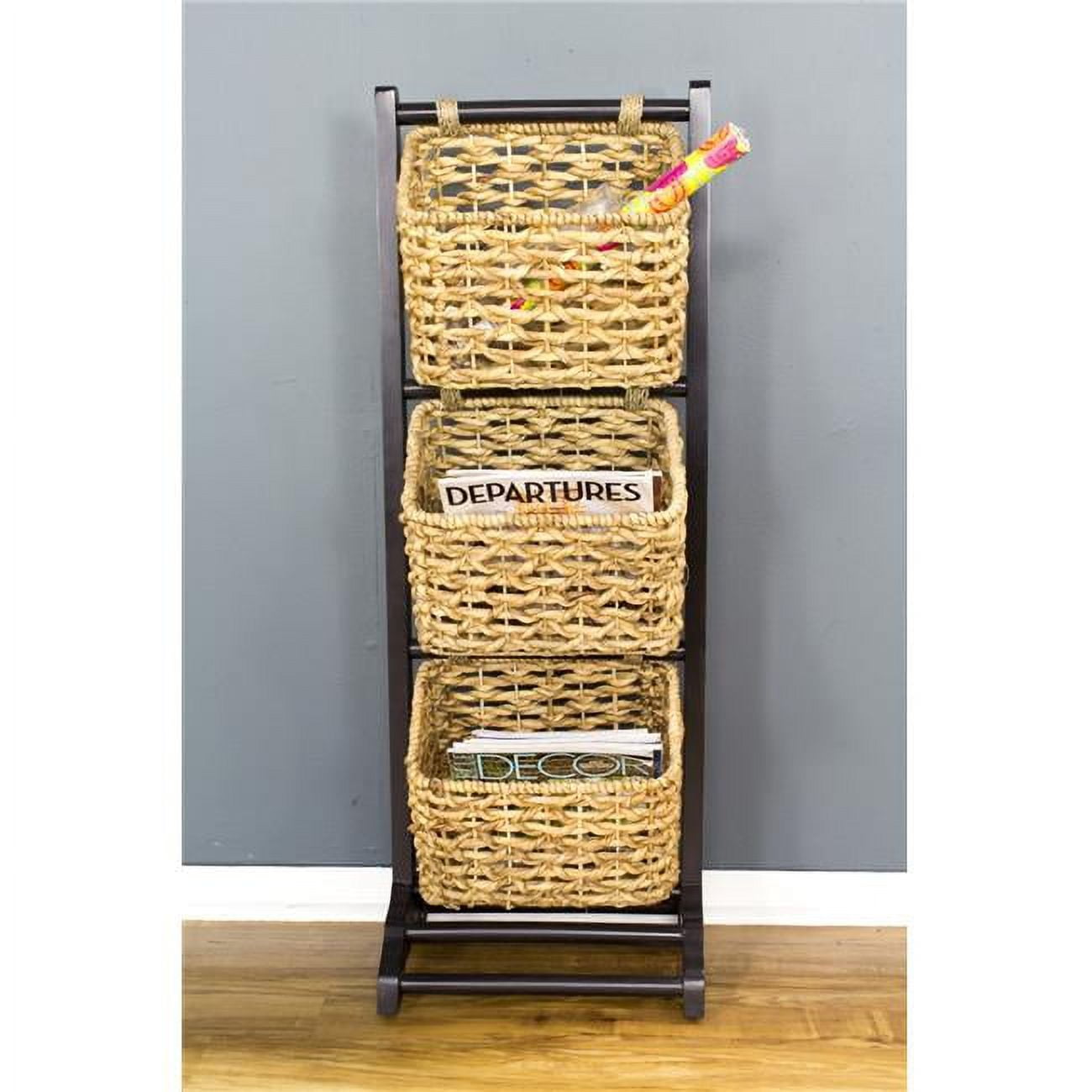 Heather Ann Creations W22330-BLKN Vale 3-Tier Magazine Rack with 3 ...