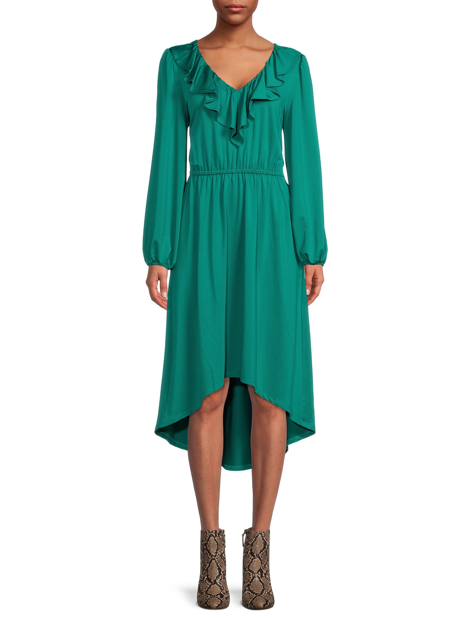 Heather B Women's High-Low Ruffle Dress - Walmart.com