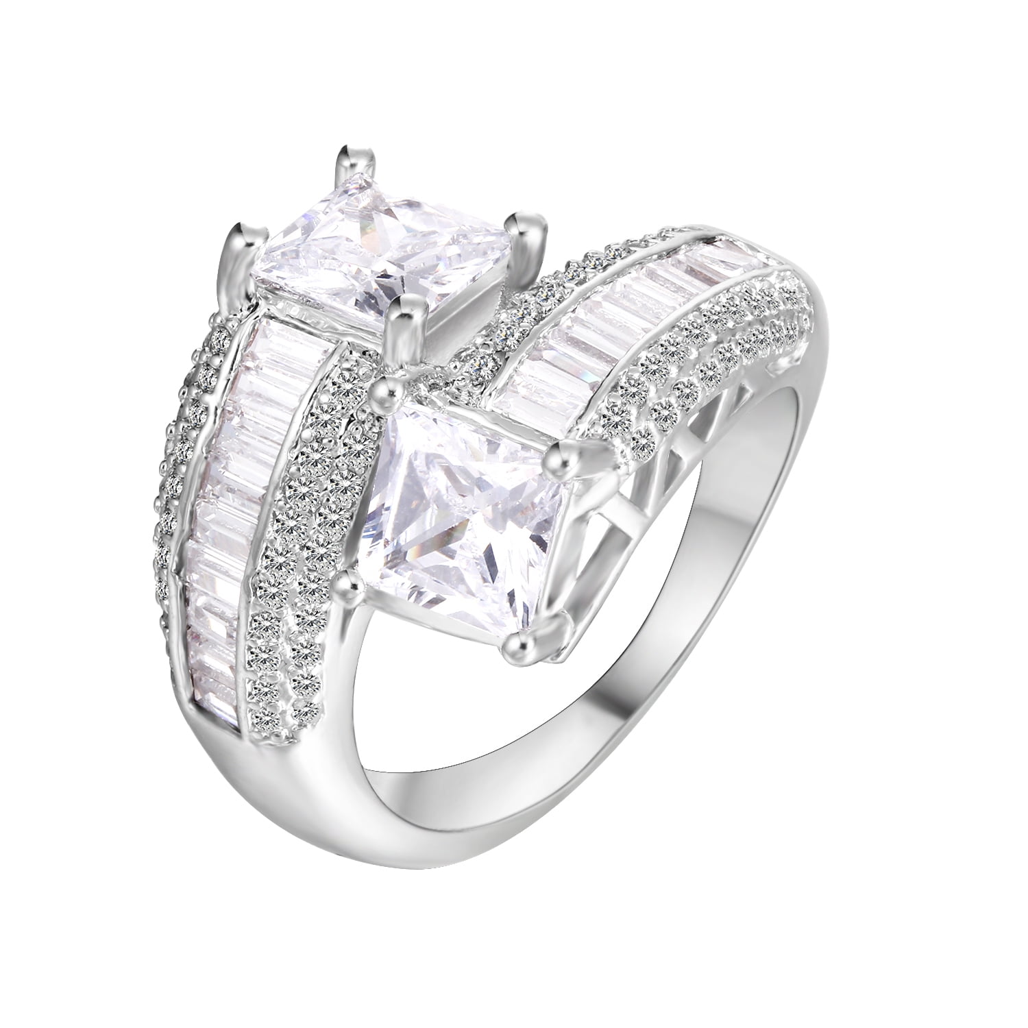 Heather Engagement Statement Ring Womens White Gold Plated Ginger Lyne ...