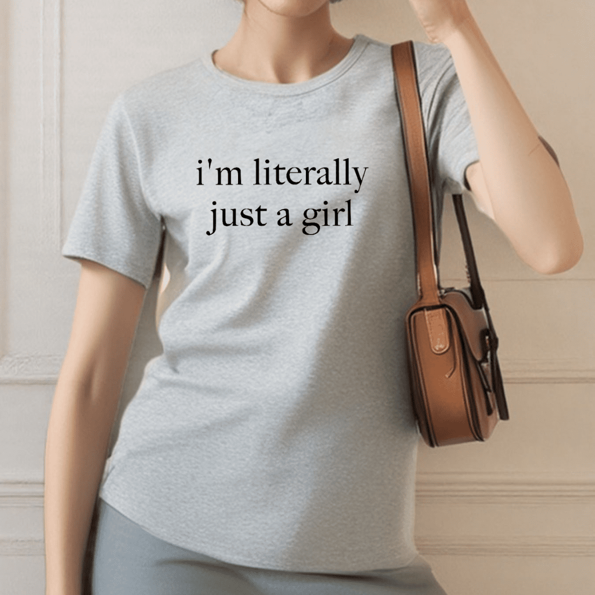 Heather Gray Casual I'm Literally Just A Girl Graphic Print Tshirt S-3XL Daily Wear Graphic Tees ...