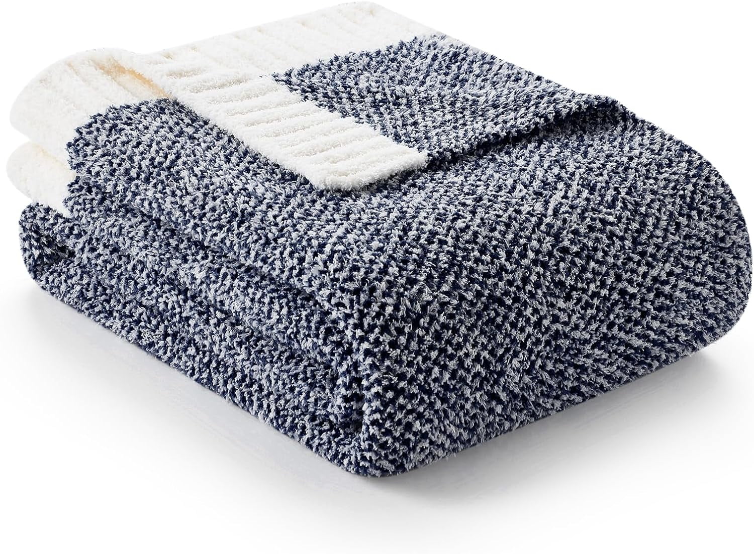 Heather Navy Throw Blanket for Couch, Super Soft Warm Microfiber ...