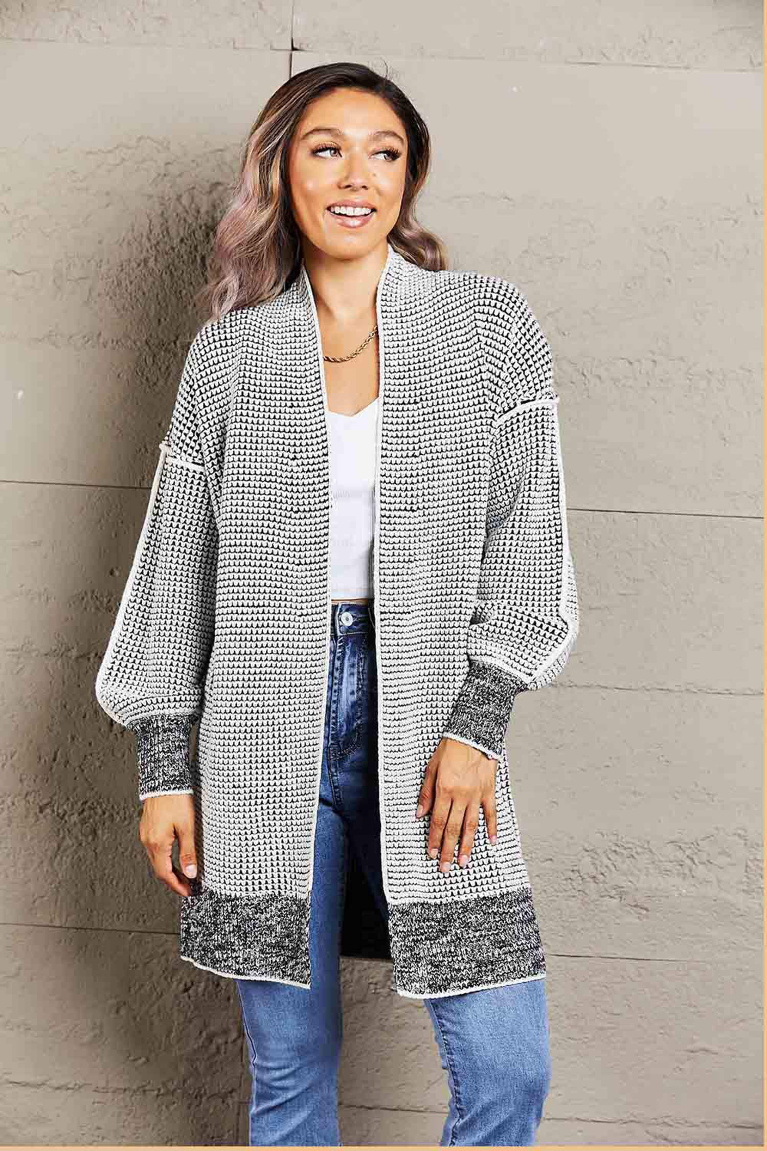 Heathered Open Front Longline Cardigan - Walmart.com