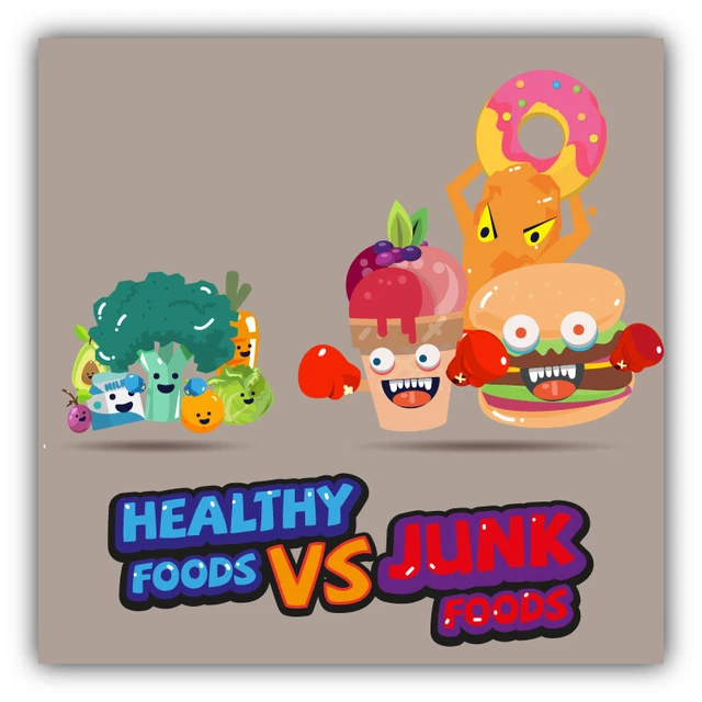 Heathy Food Versus Junk Food Car Sticker Phone Decal Water Bottle ...
