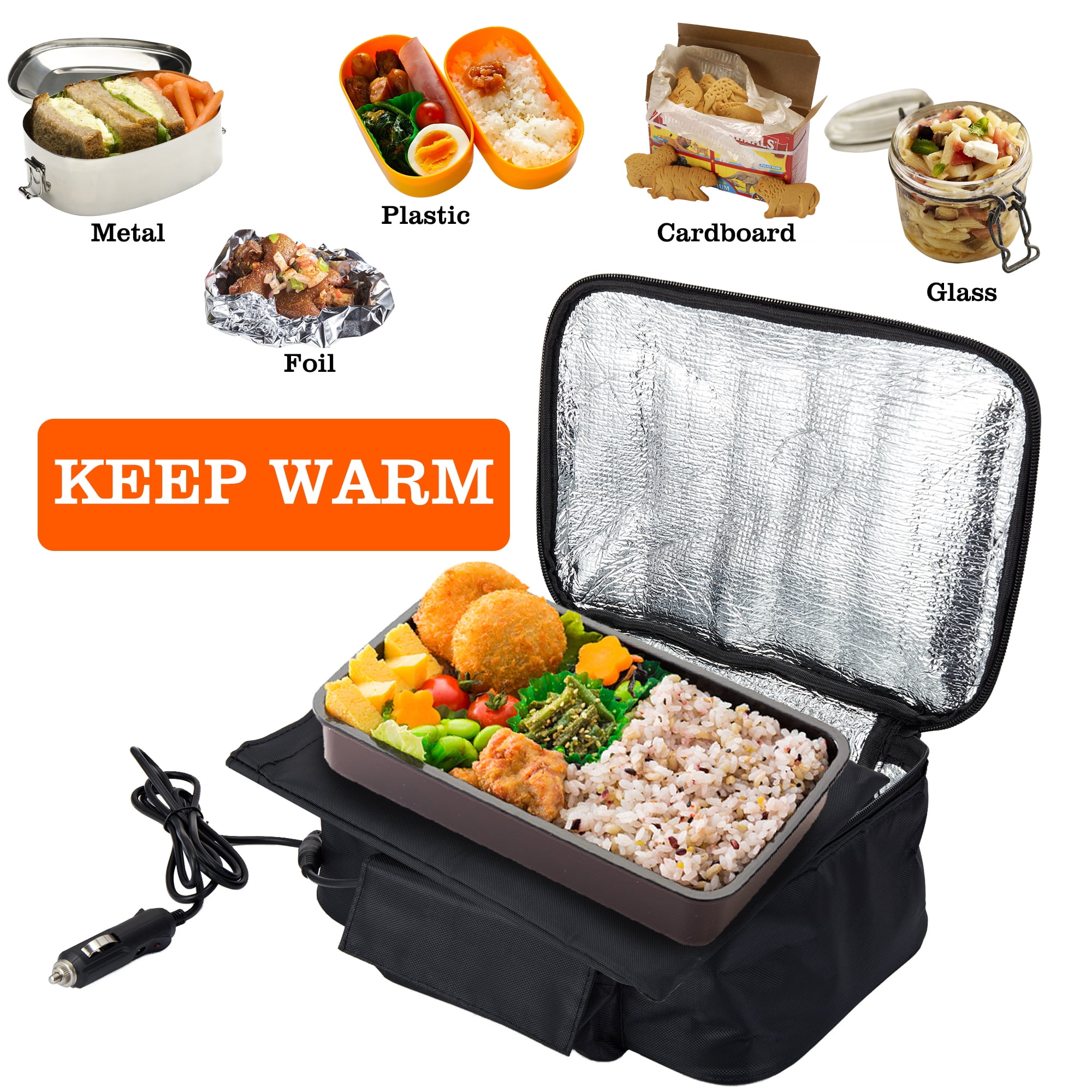 Heating Lunch Box Electric Insulated Lunch Box Food Warmer Perfect for Picnics Travelling Hiking Camping