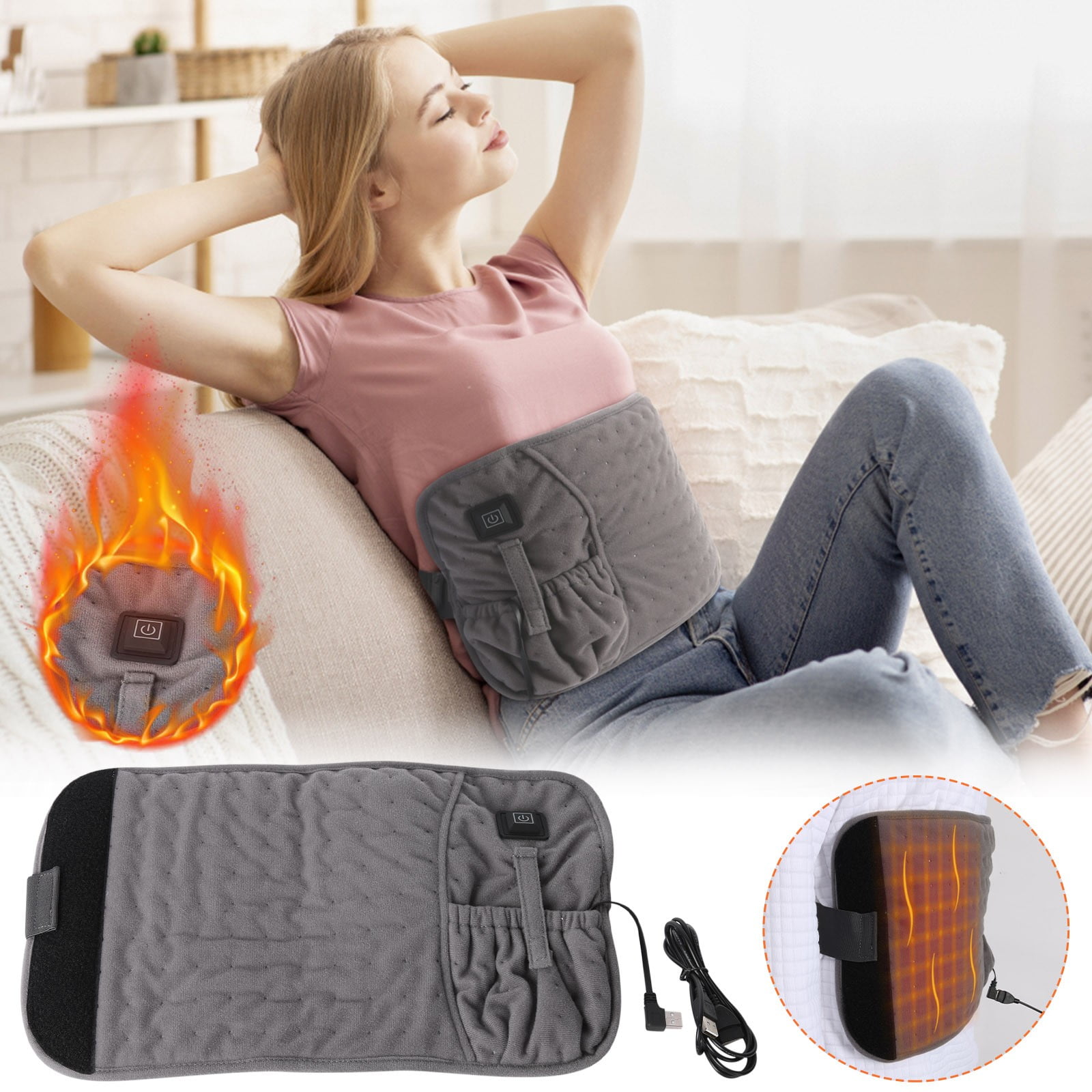 Heating Pad for Back Pain Relief | Contoured Back Wrap with Adjustable ...