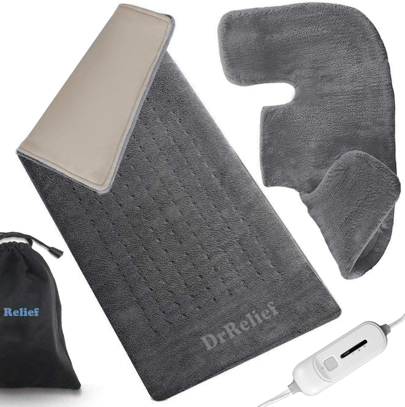 2-Piece Heating Pad Set - King Size 18" x 25" and 12" x 24" with Auto ...