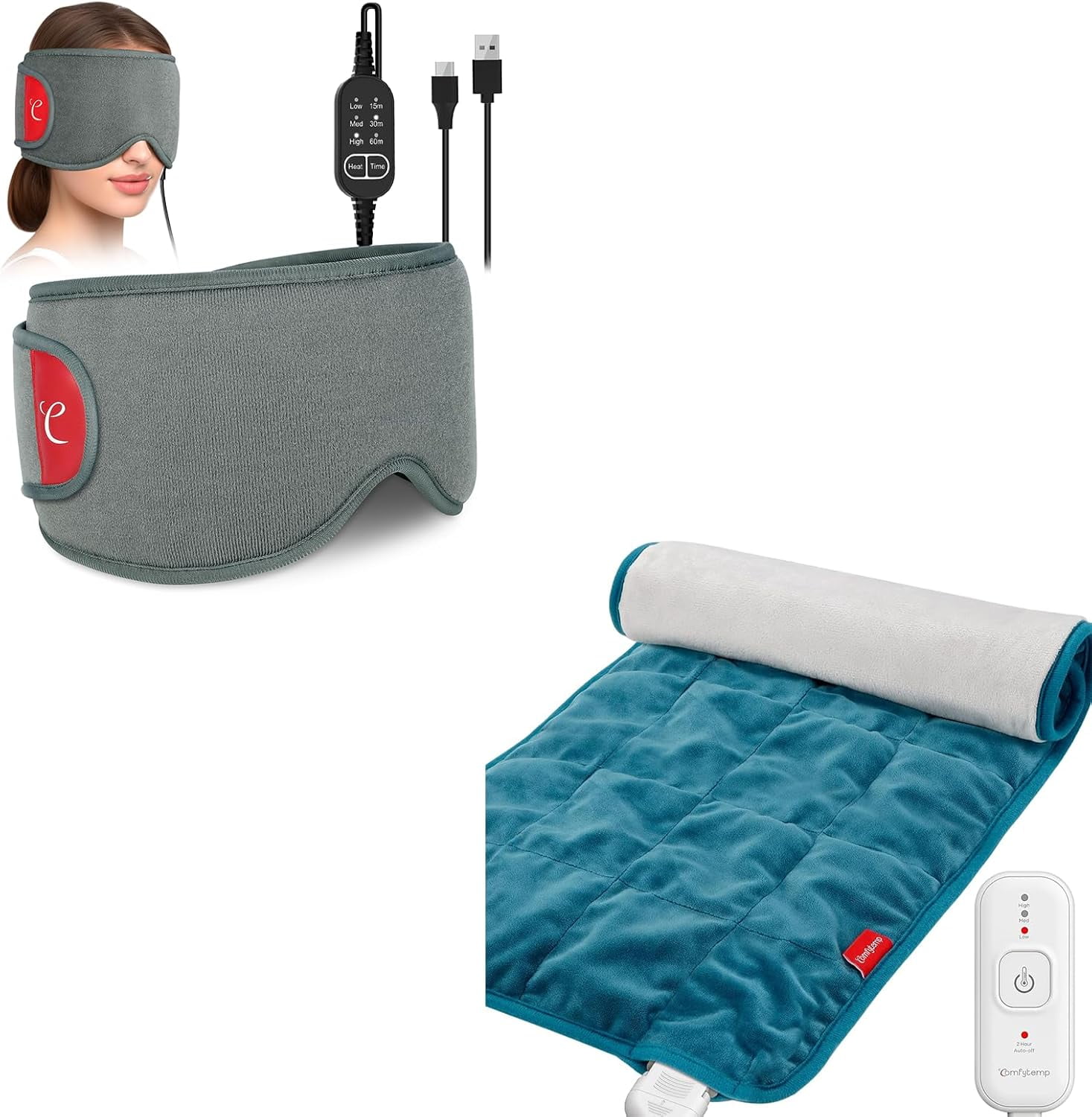 Heating Pad and Heated Eye Mask for Dry Eyes, Eye Heating Pad with 3 ...