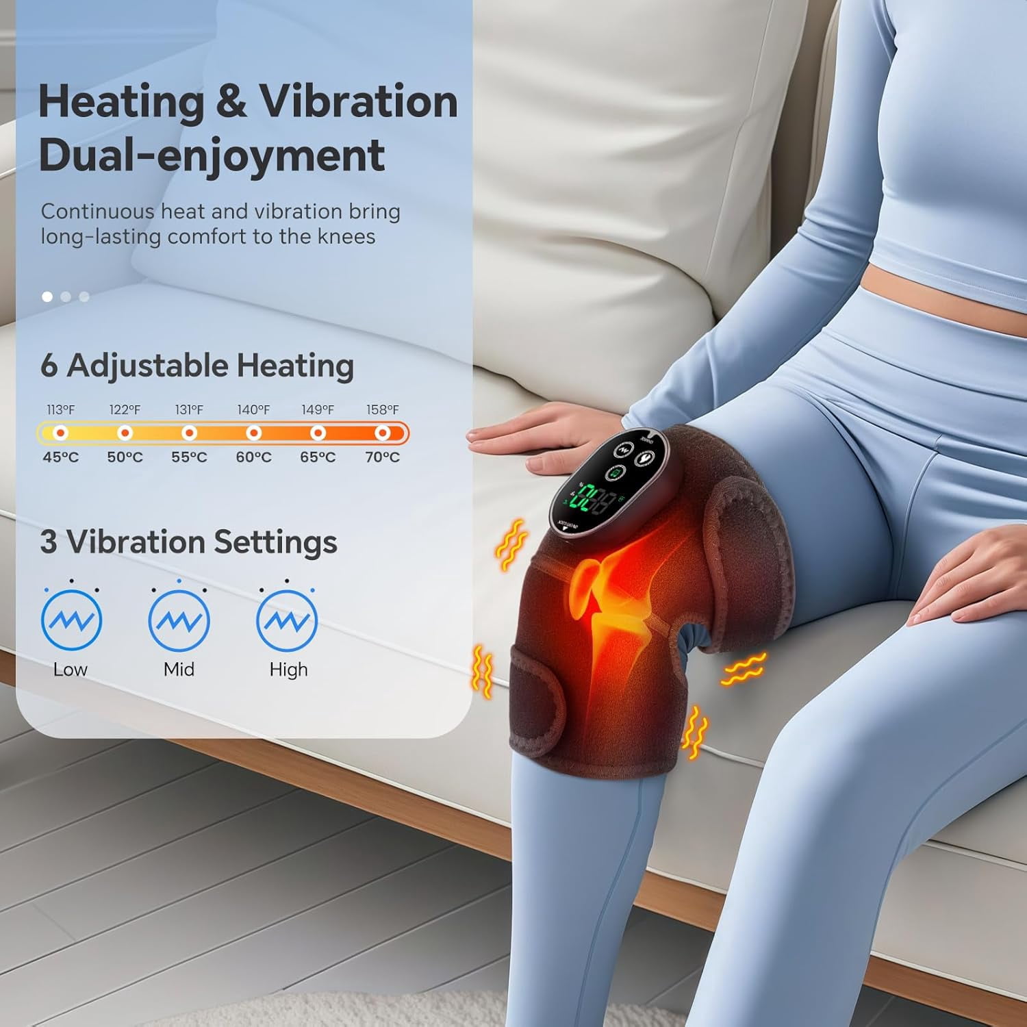 Heating Pad for Knee Pain Relief - Cordless Heated Knee Brace with ...