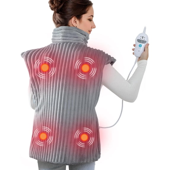 Heating Pad with Massager for Back Pain Cramps Relief,24"x35" Electric ...