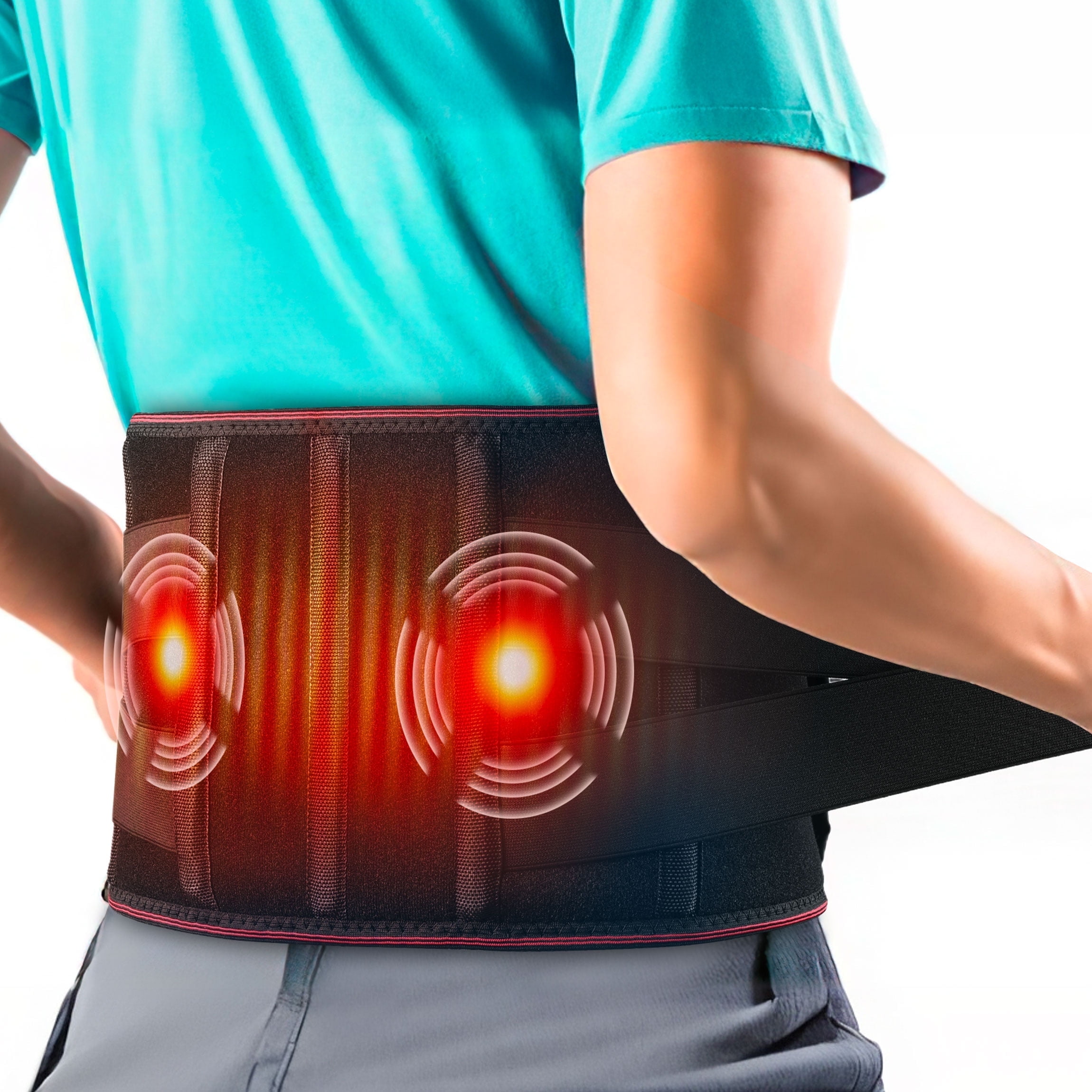 Heating Pad with Massager for Back Pain Relief, Portable Lower Back ...