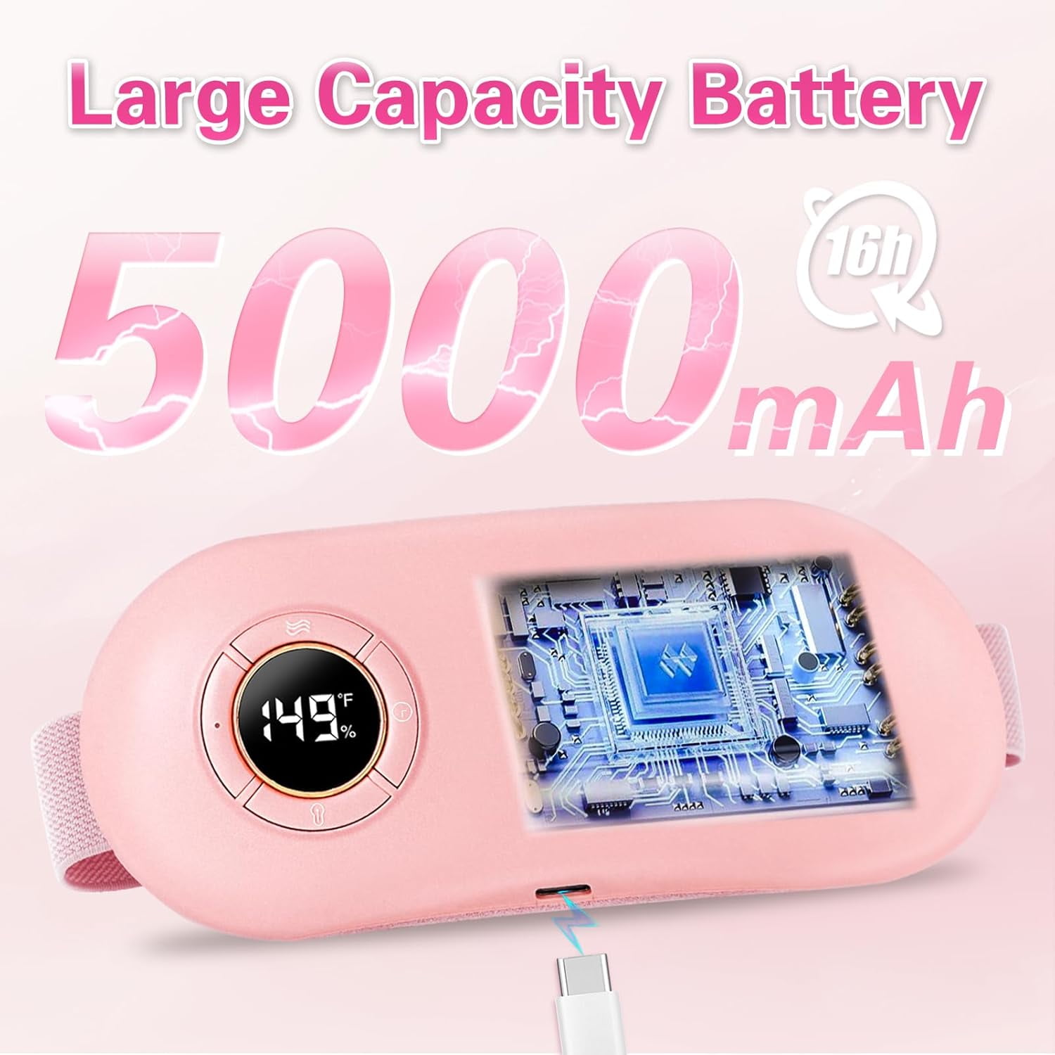 Heating Pad for Period Cramps 5000mAh - 6 Heat Levels & 6 Massage Modes ...