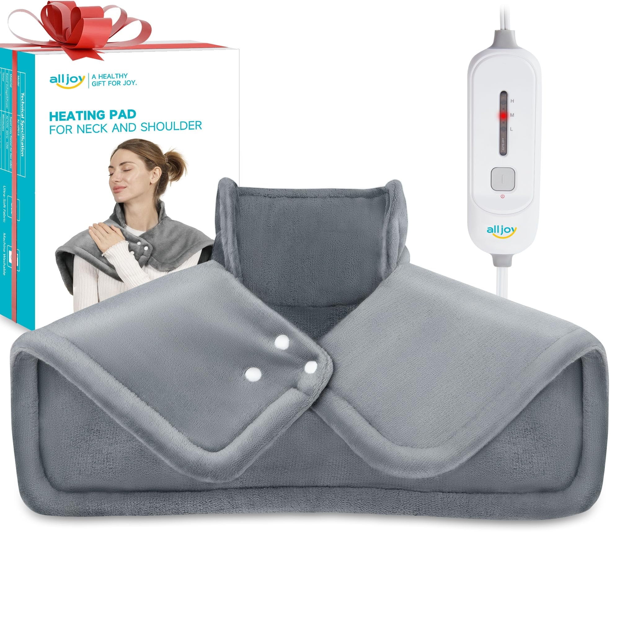 "ALLJOY Large Heating Pad for Neck and Shoulders, 25""x18"", 3 Heat ...
