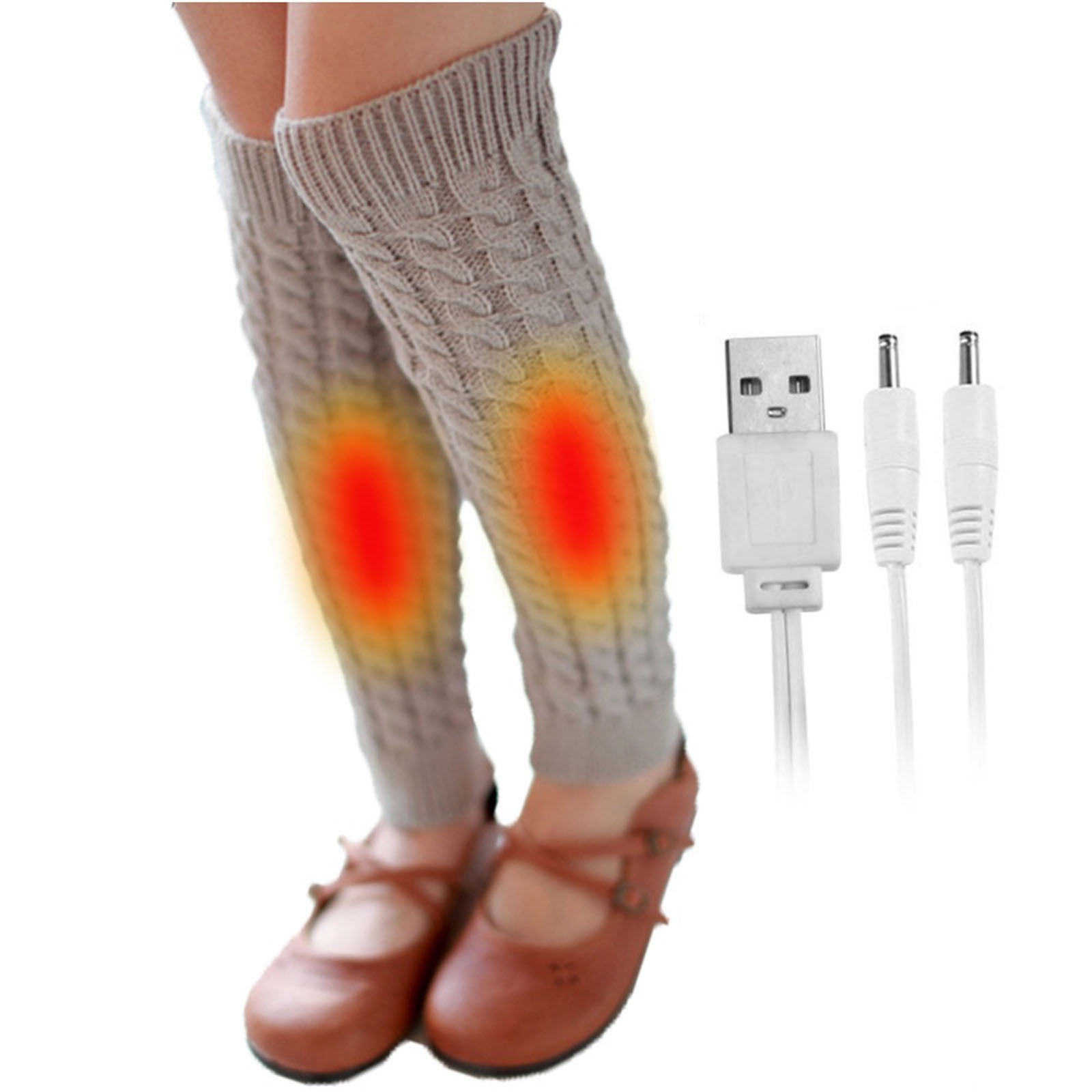 Heating Socks For Knitted Leg Sleeves Warm For Winter Thermal Knee ...