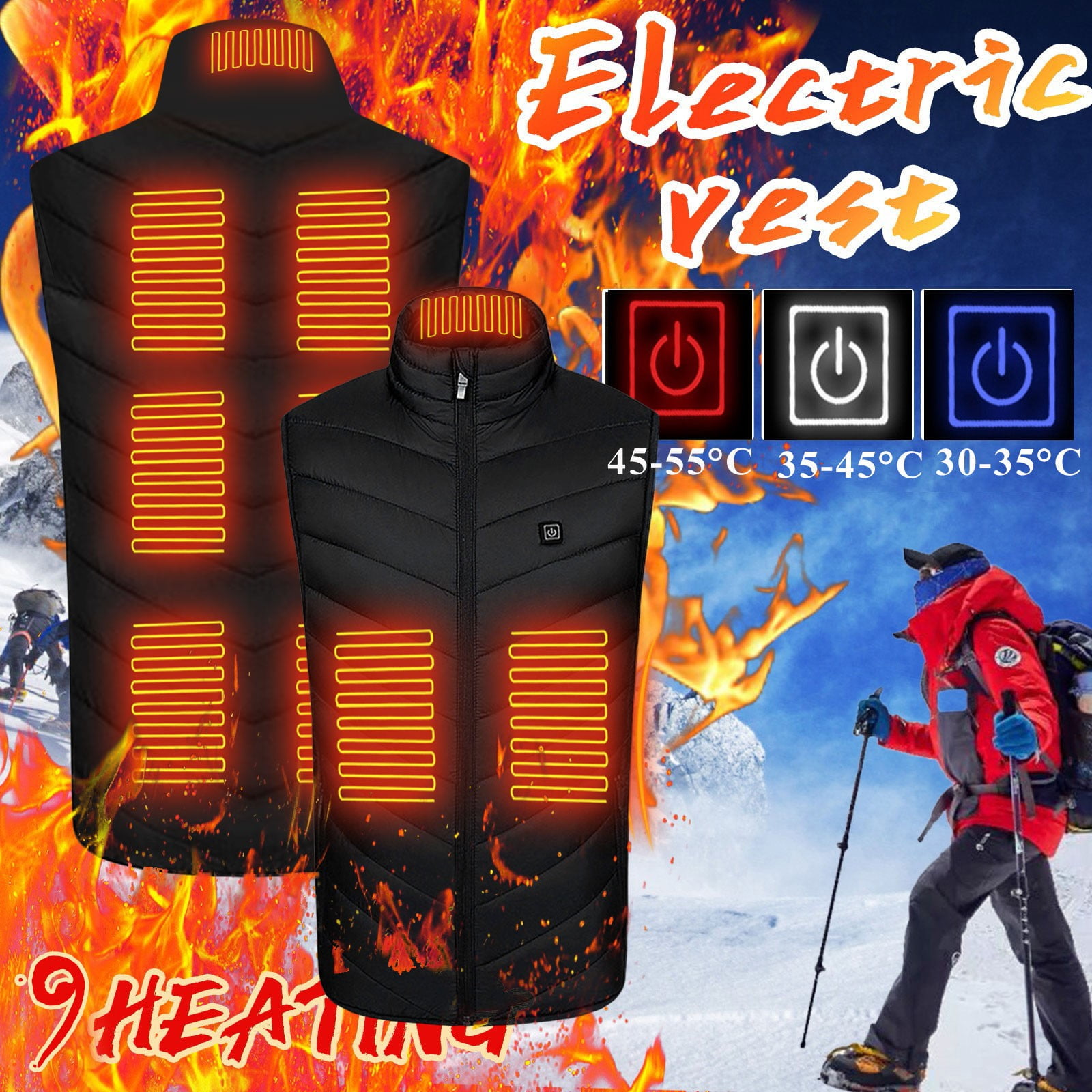 Heating & Warmth Unisex Outdoor Heated Vest for Riding Skiing Fishing ...