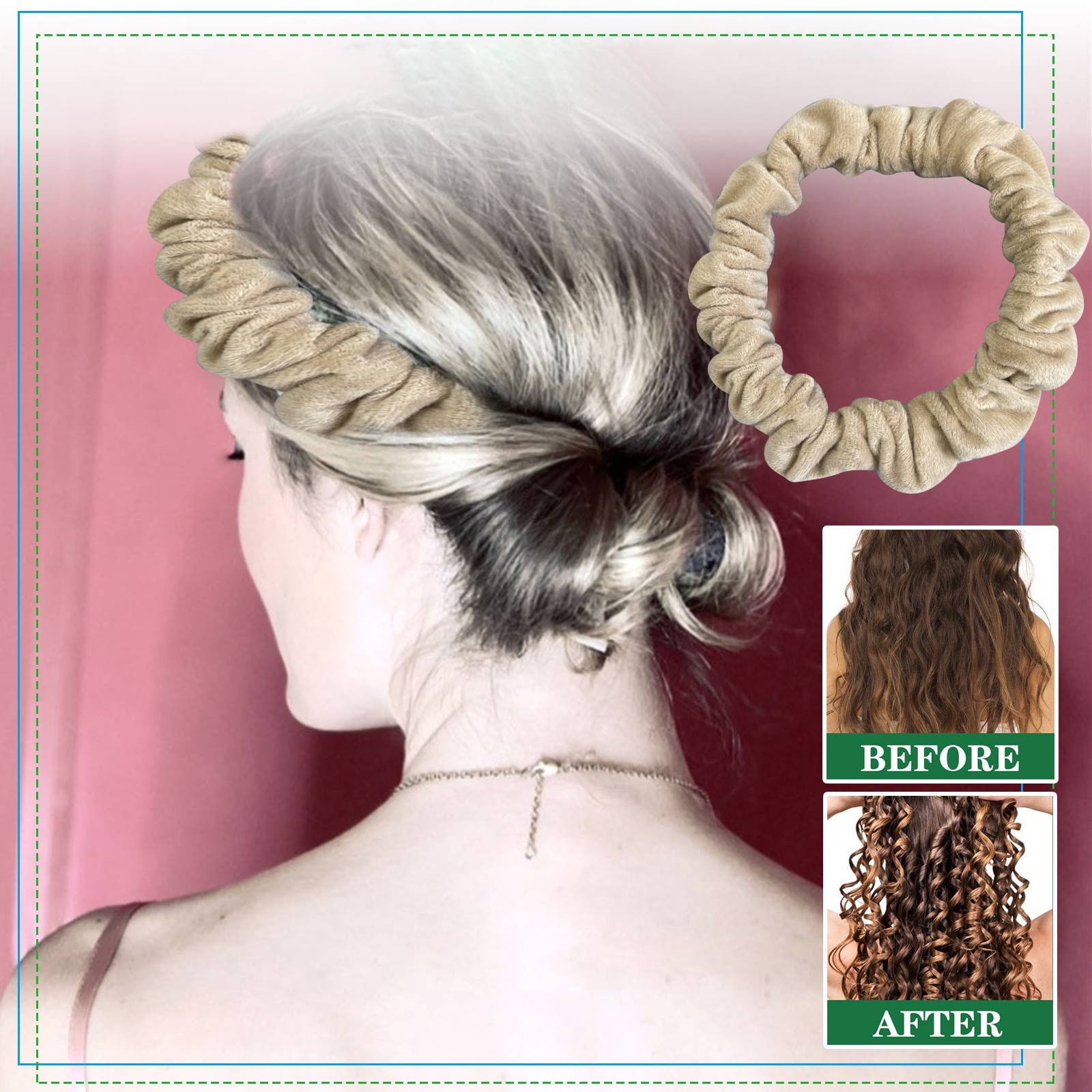 Heatless Curling Hair Stick, Velvet Cloth, Face Wash, Hair, 2-in-1 Lazy ...