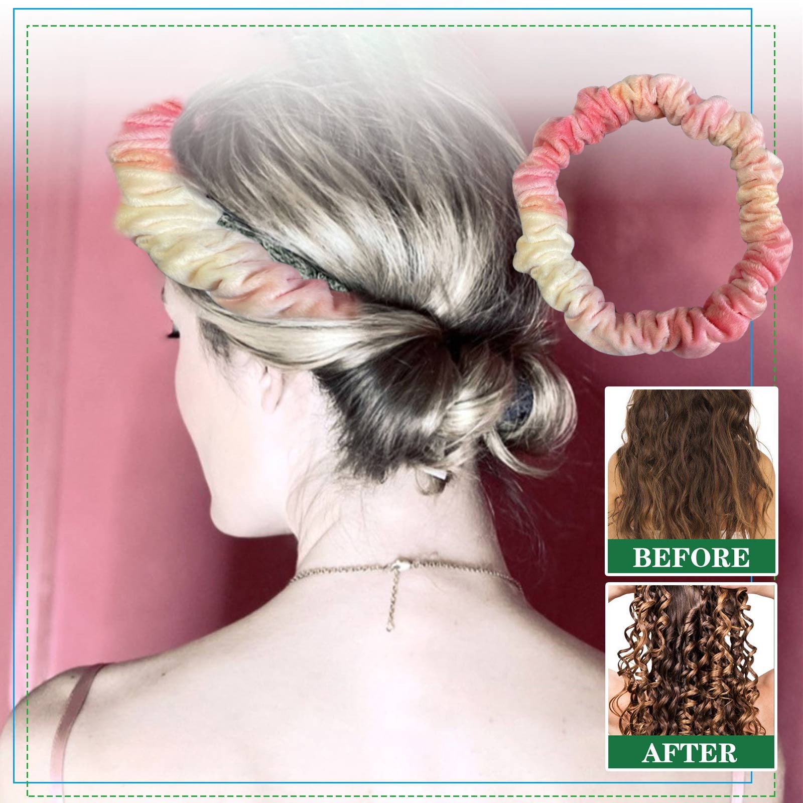 Heatless Curling Hair Stick, Velvet Cloth Wrap, 2-in-1 Sleep Styler ...