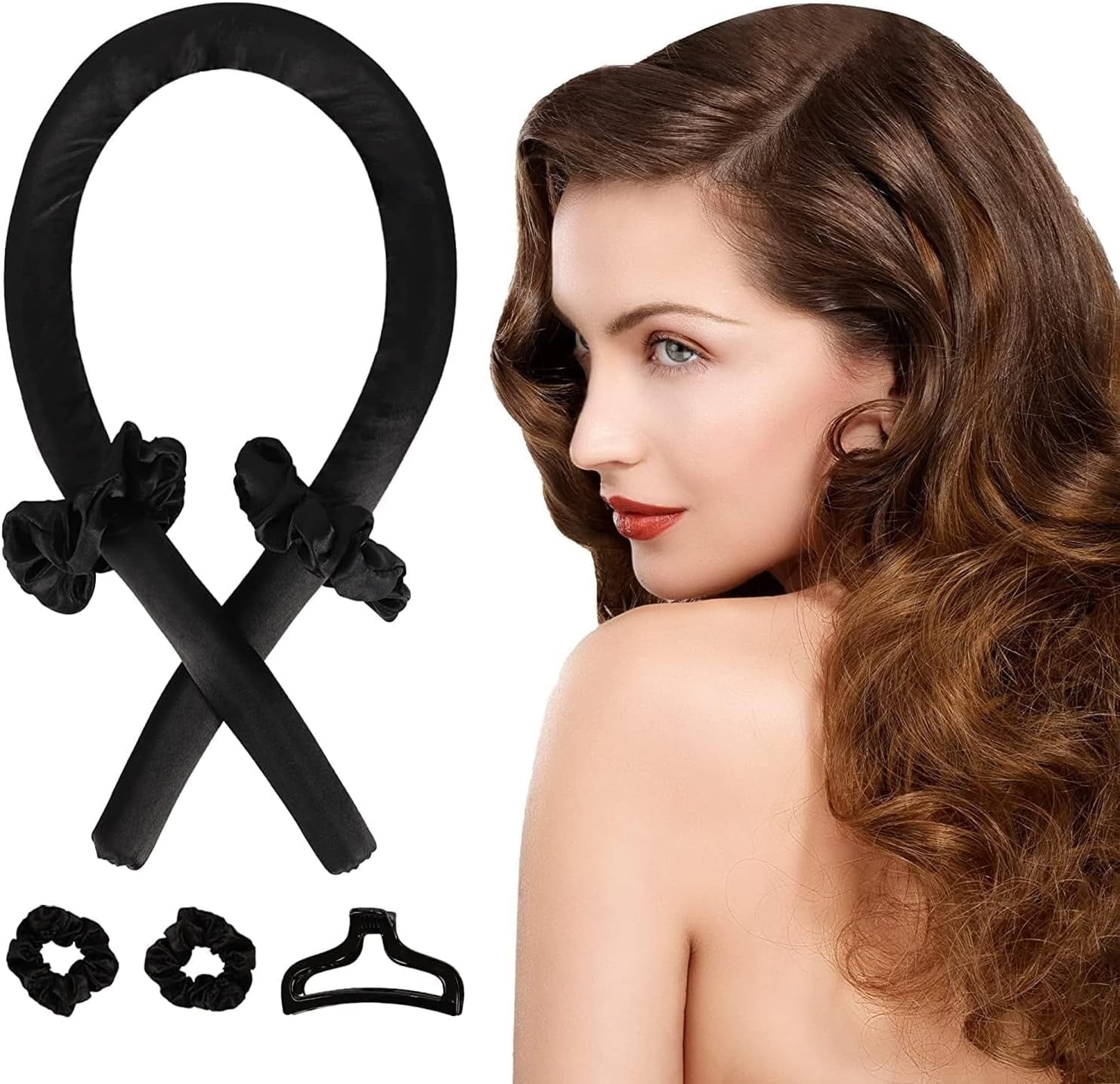 Heatless Curling Rod Headband for Long Hair, No Heat Curlers to Sleep ...