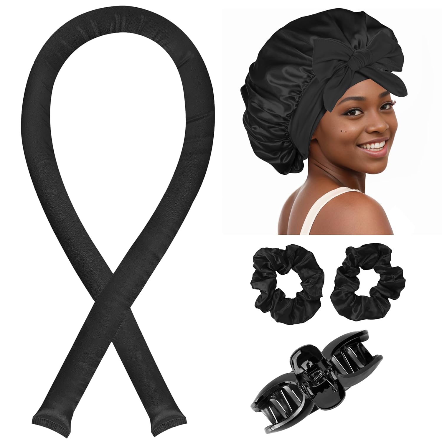 Heatless Curling Rod Headband Night Cap No Heat Hair Curler Hair ...