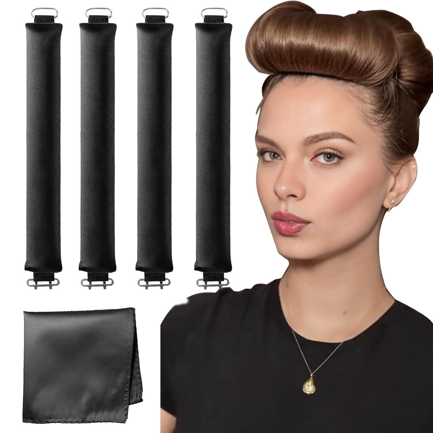 Heatless Curls Overnight, 5Pcs Heatless Hair Curlers to Sleep in ...