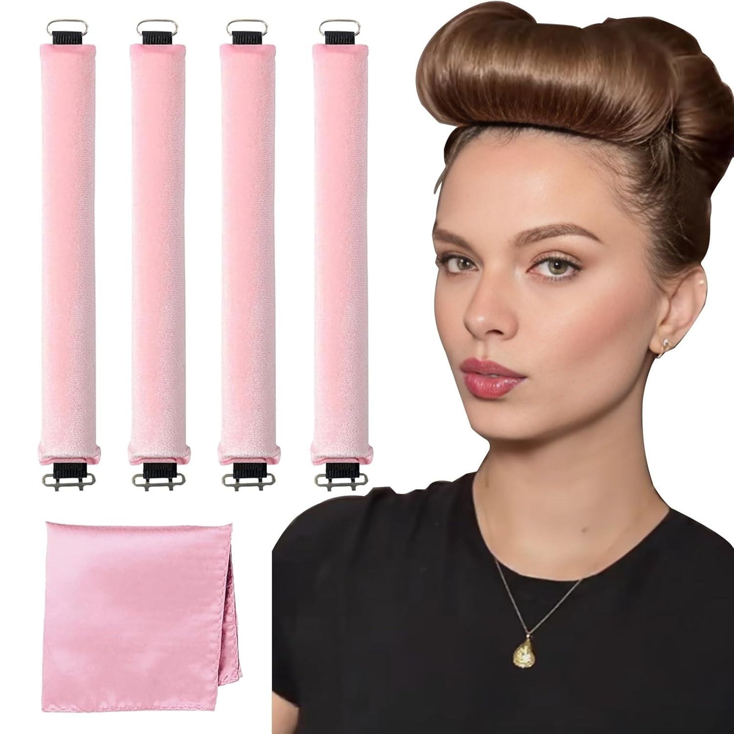 Heatless Curls Overnight, 5Pcs Heatless Hair Curlers to Sleep in ...