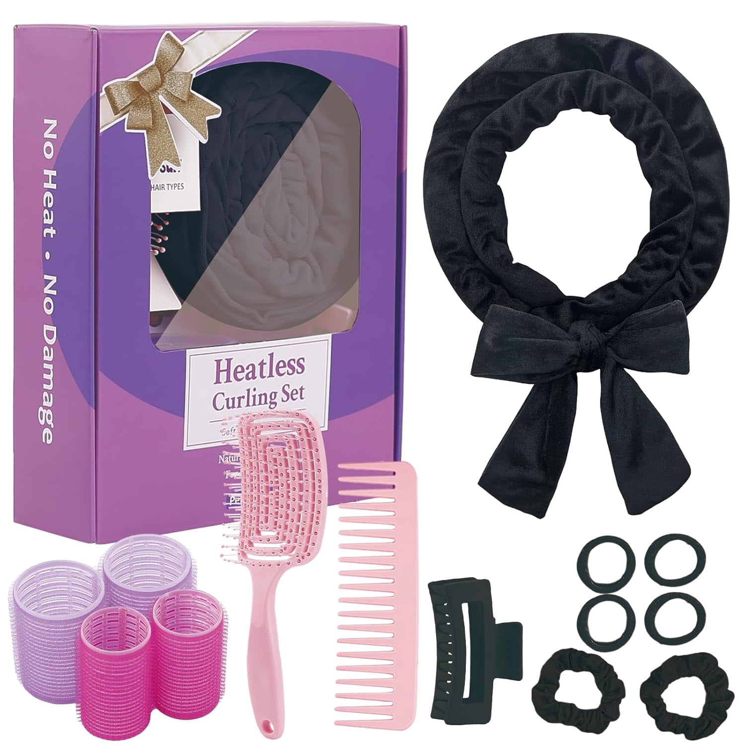 Heatless Curls Overnight, 70'' Velvet Hair Curlers for Long Hair, No ...
