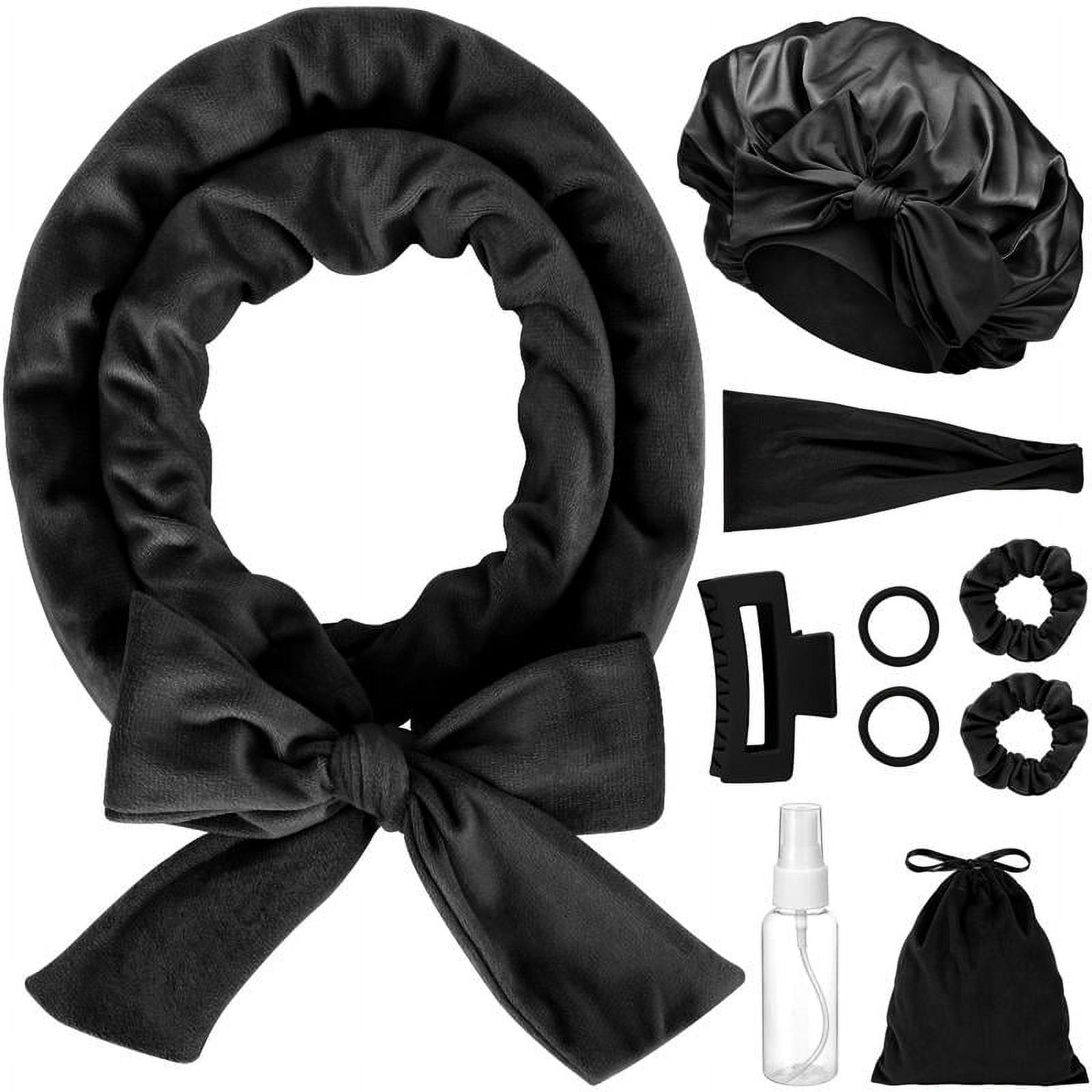 Heatless Curls Overnight with Double Layer Large Satin Sleep Bonnet, 65" Soft Velvet No Heat ...