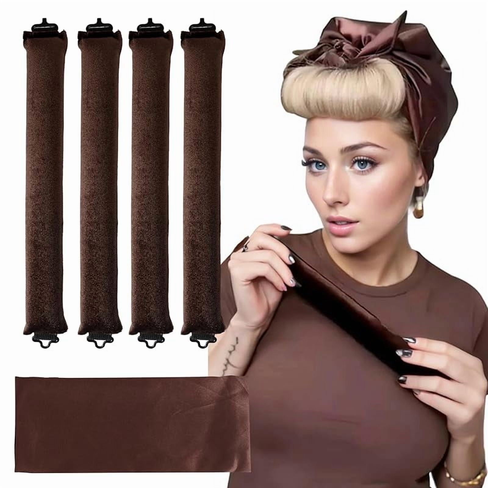 Heatless Curls Overnight Hair Curler - 4 Pcs Curling Rod to Sleep In ...