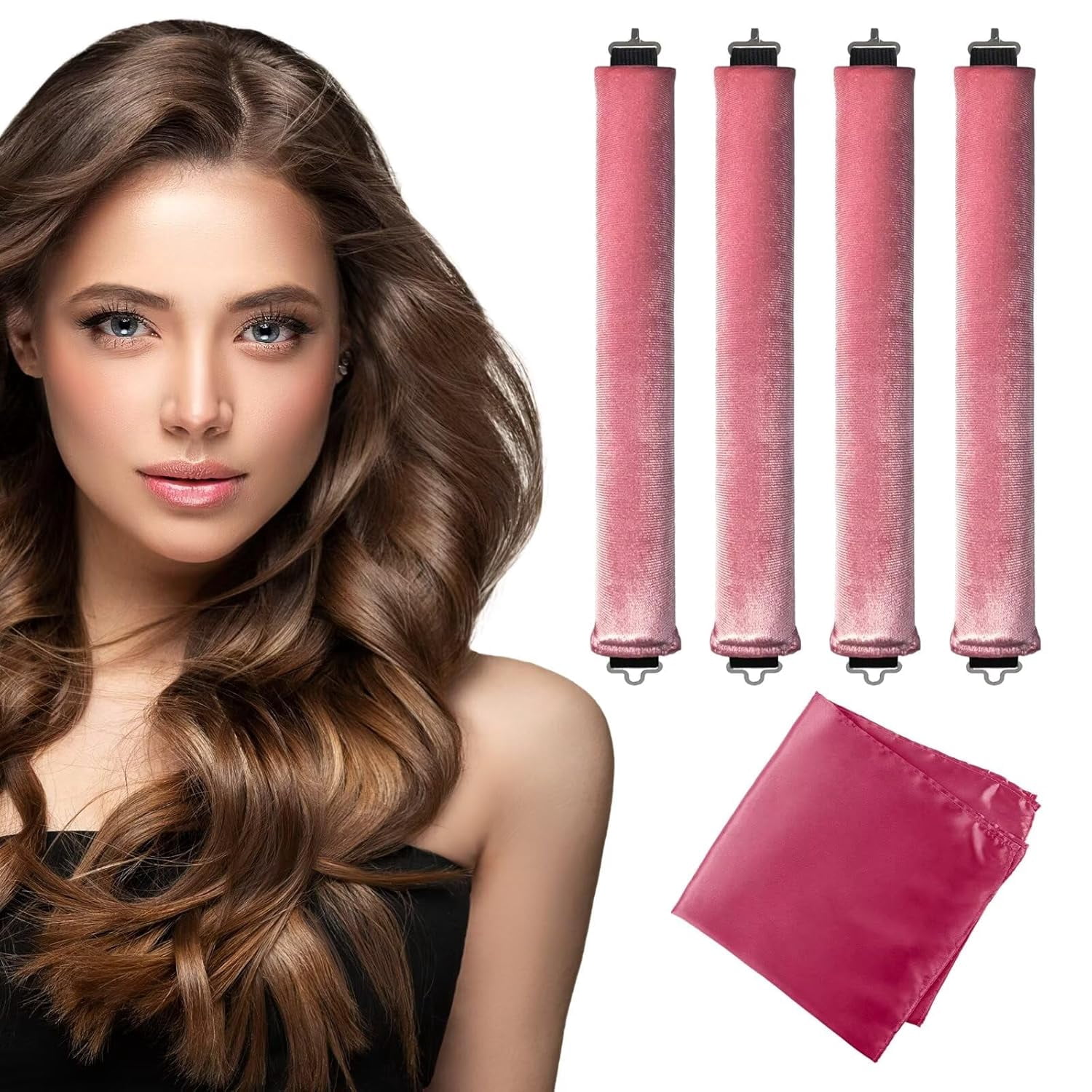 Heatless Curls Overnight Hair Curler - 4 Pcs Curling Rod to Sleep In ...