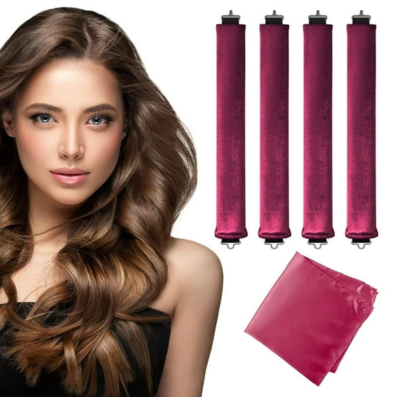 Heatless Curls Overnight Hair Curler - 4 Pcs Curling Rod to Sleep In ...