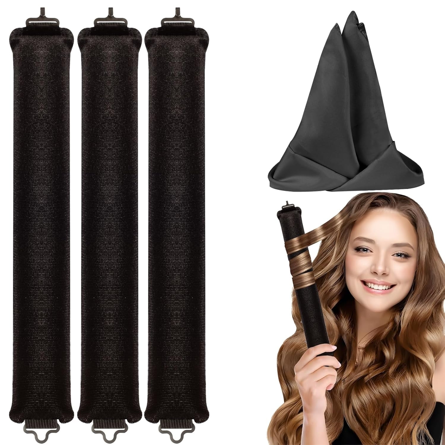 Heatless Curls Overnight Velvet Overnight Curls Satin No Heat Hair ...