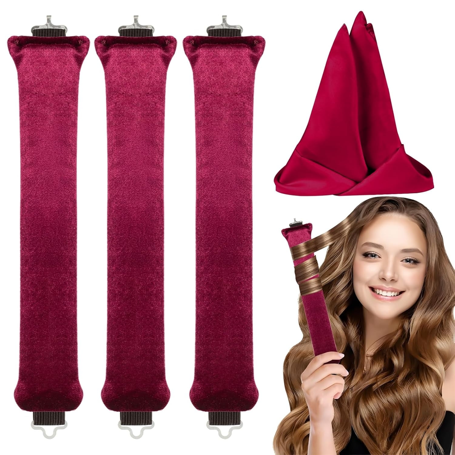 Heatless Curls Overnight Velvet Overnight Curls Satin No Heat Hair ...