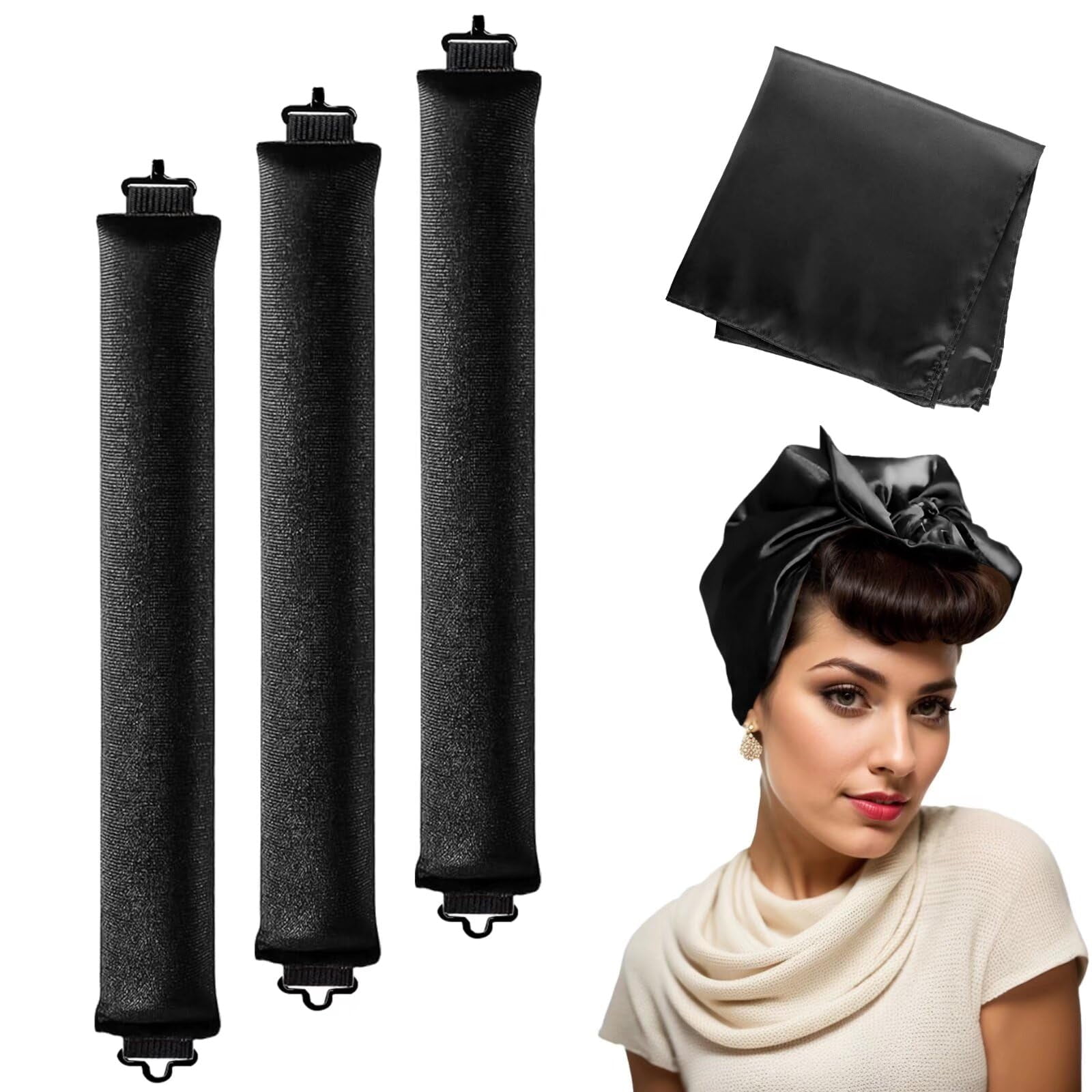 Heatless Hair Curler Overnight Curls-3 Pcs No Heat Curling Blowout Rod ...