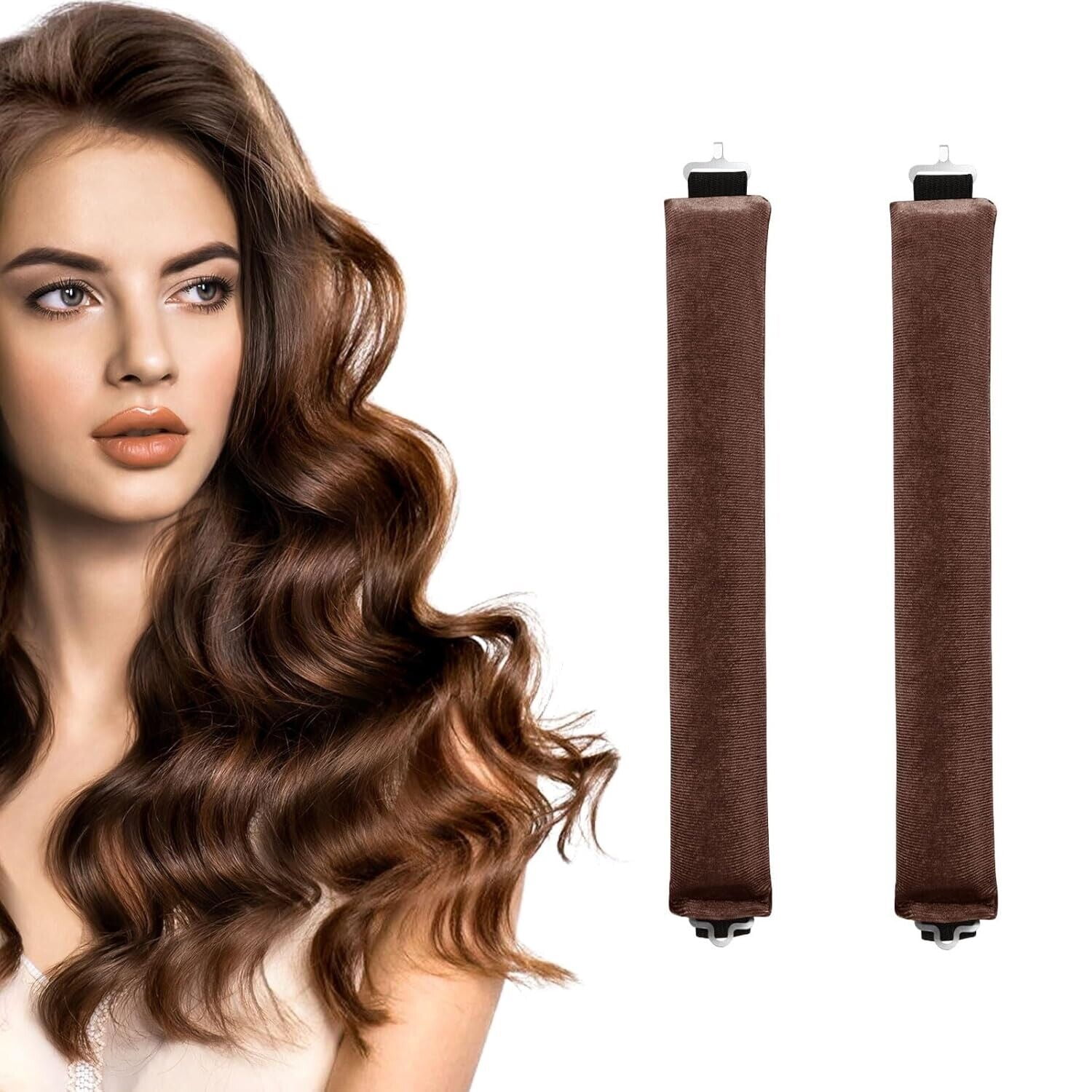 Heatless Hair Curler Rods Set 2Pcs Velvet Foam Hair Rollers and Satin ...