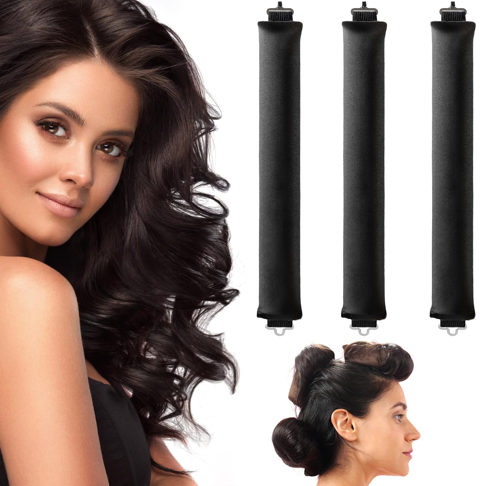 Heatless Hair Curler Set - Flexi Rods with Hook, Ideal for All Hair ...