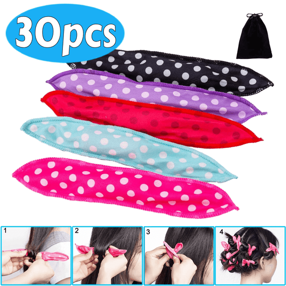 Heatless Hair Curlers Set for Women - 30 Pack Flexible Foam Rollers for ...