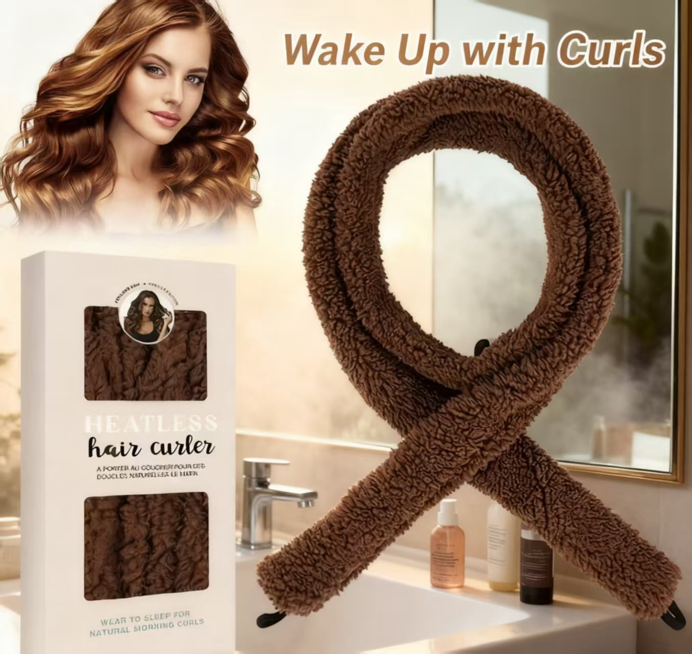 Heatless Satin Hair Curler (Brown) - Overnight Sleep-In Design for ...