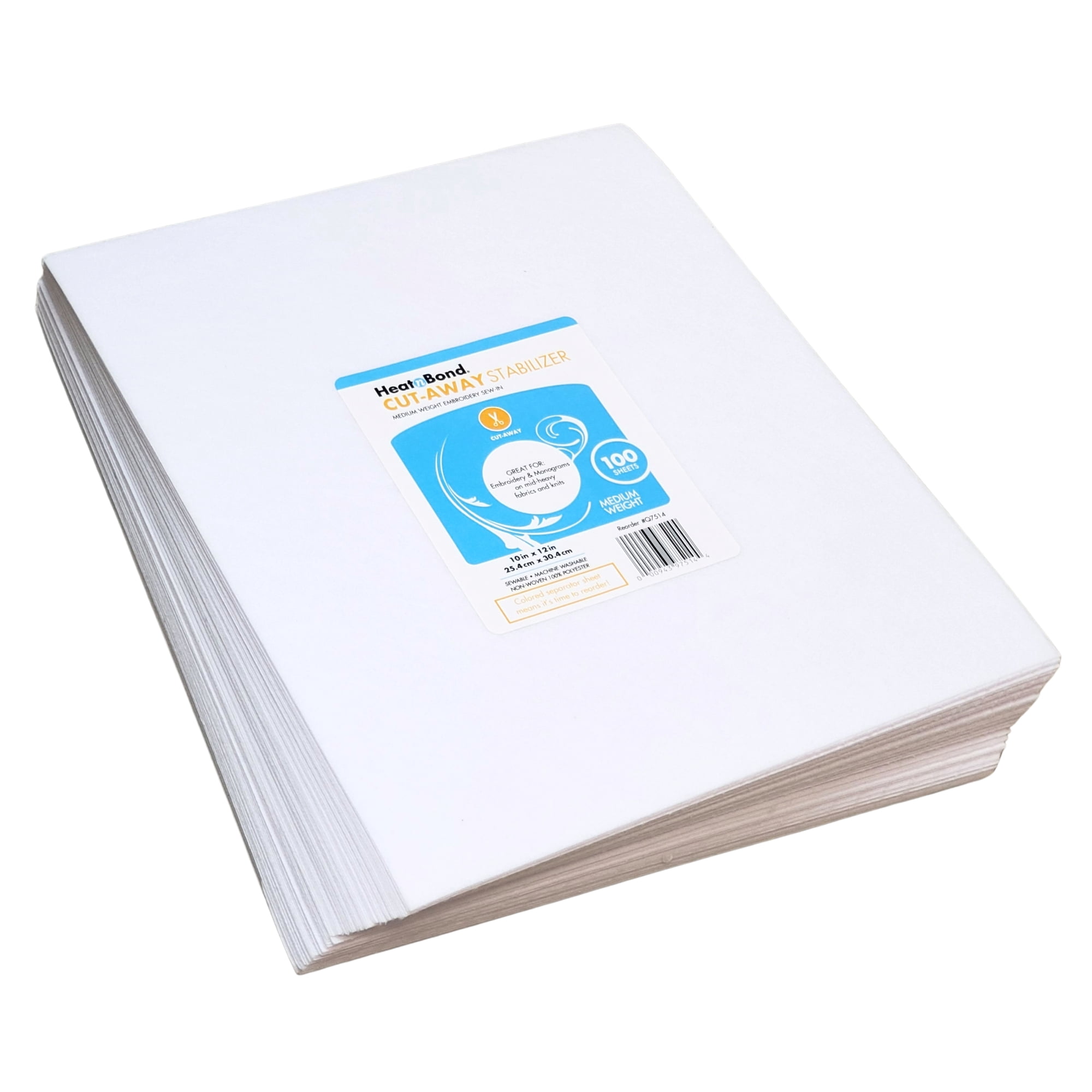 HeatnBond Cut Away Machine Embroidery Stabilizer - 10 in x 12 in Sheets ...