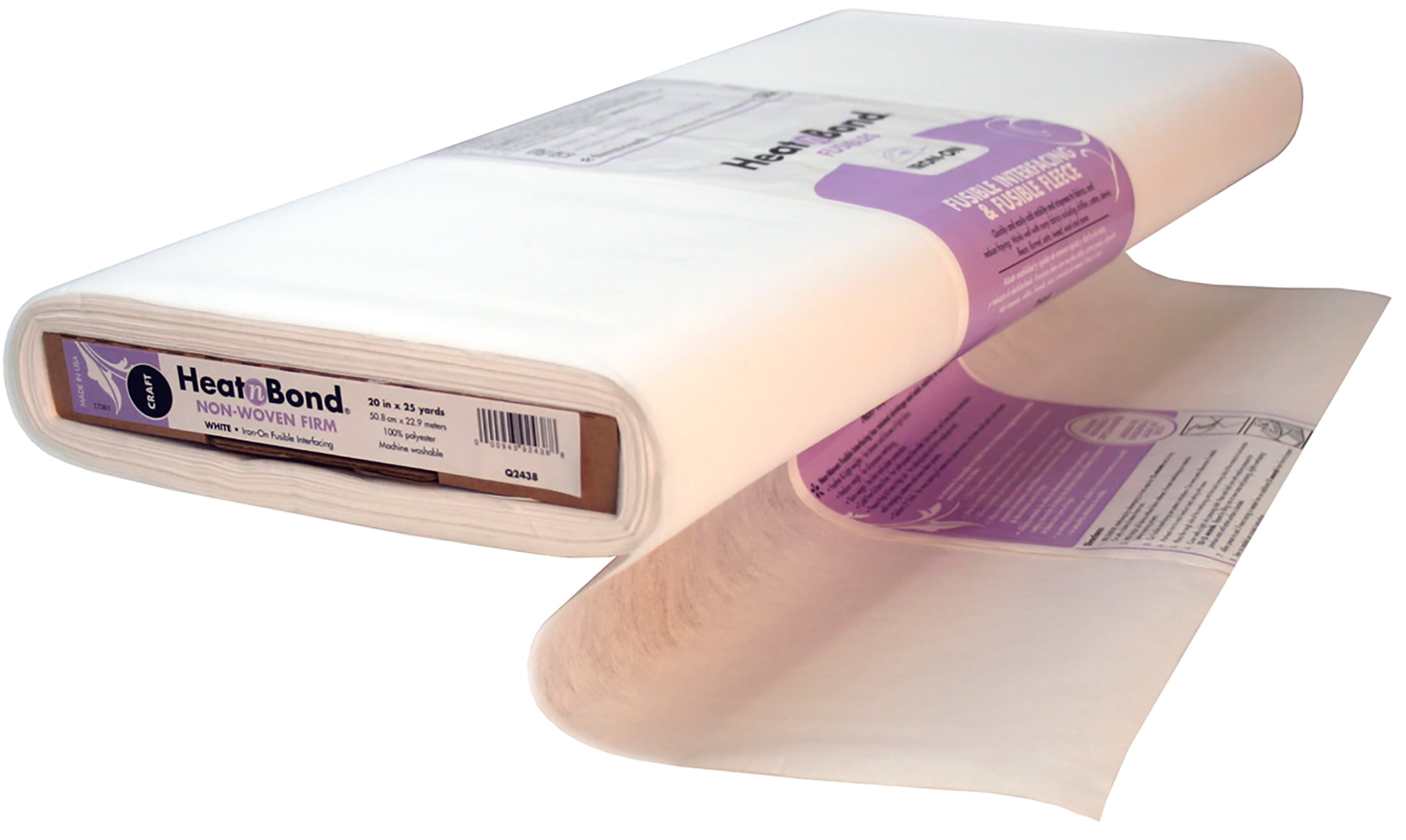 HeatnBond Fusible Craft Firm Non-Woven Fabric Interfacing, White, 20" x 25 yd Bolt - Walmart.com