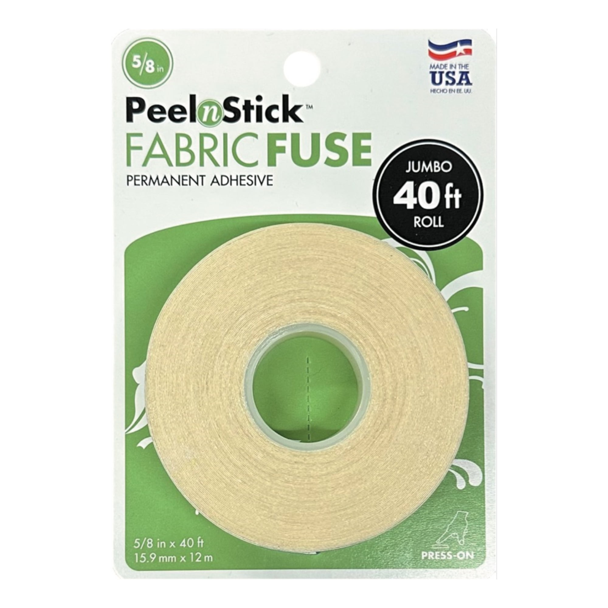 HeatnBond PeelnStick Fabric Fuse Adhesive Roll, 5/8" x 40 ft, Clear ...