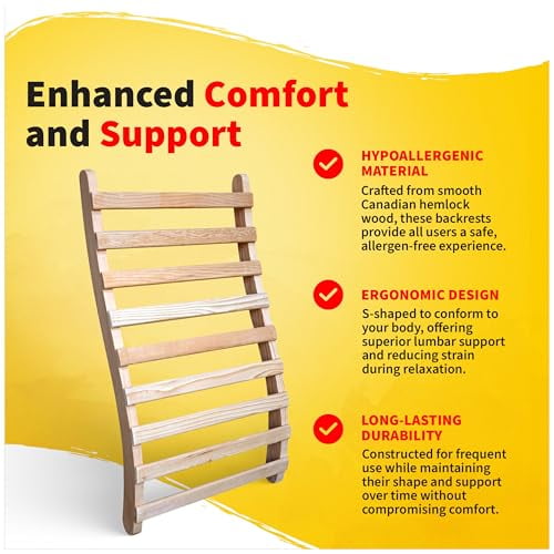 Heatwave Set of 2 Universal Sauna Backrest – Made of Solid Hemlock Wood ...