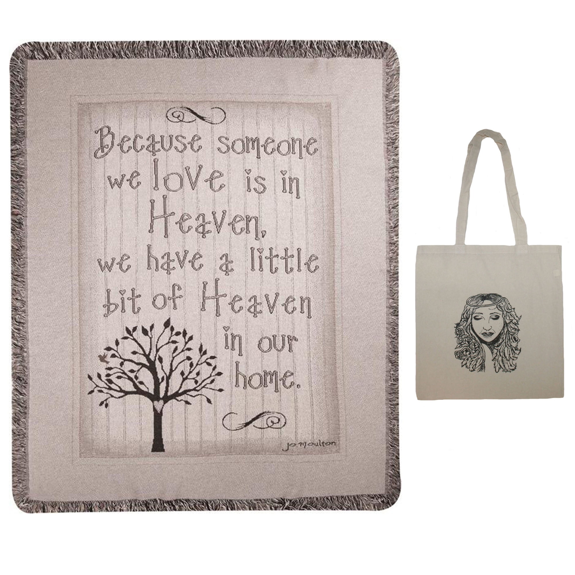 Heaven 50" x 60" Inspirational Tapestry Throw Blanket & Angel Tote ...