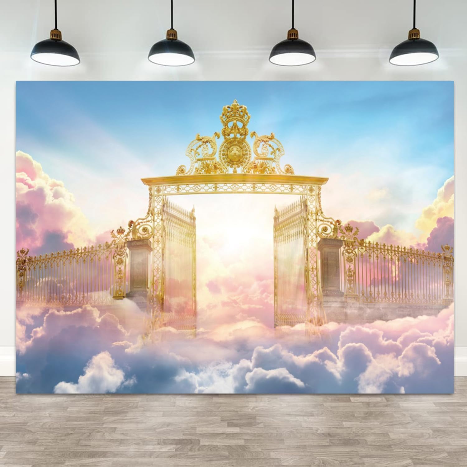 Heaven Backdrop Golden Gate Paradise Photography Background Sky Clouds ...