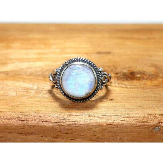 Heaven Crafts 925 Sterling Silver Moonstone Ring Blue Fire Oval Shape ...