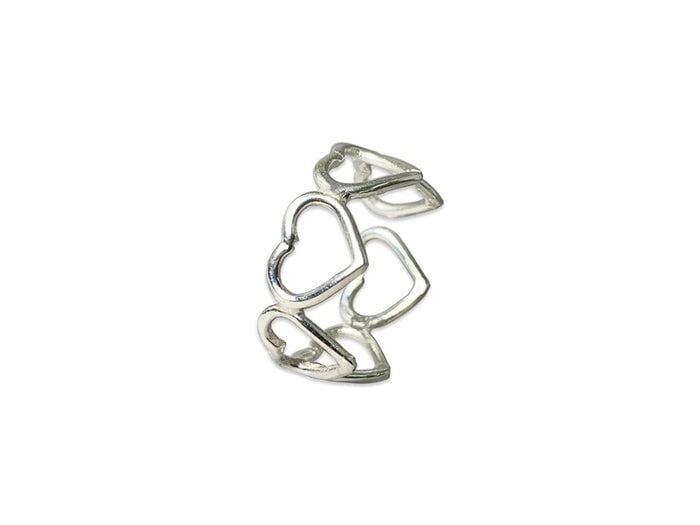 Heaven Crafts 925 Sterling Silver Open Heart Shape Ring Multi Heart ...